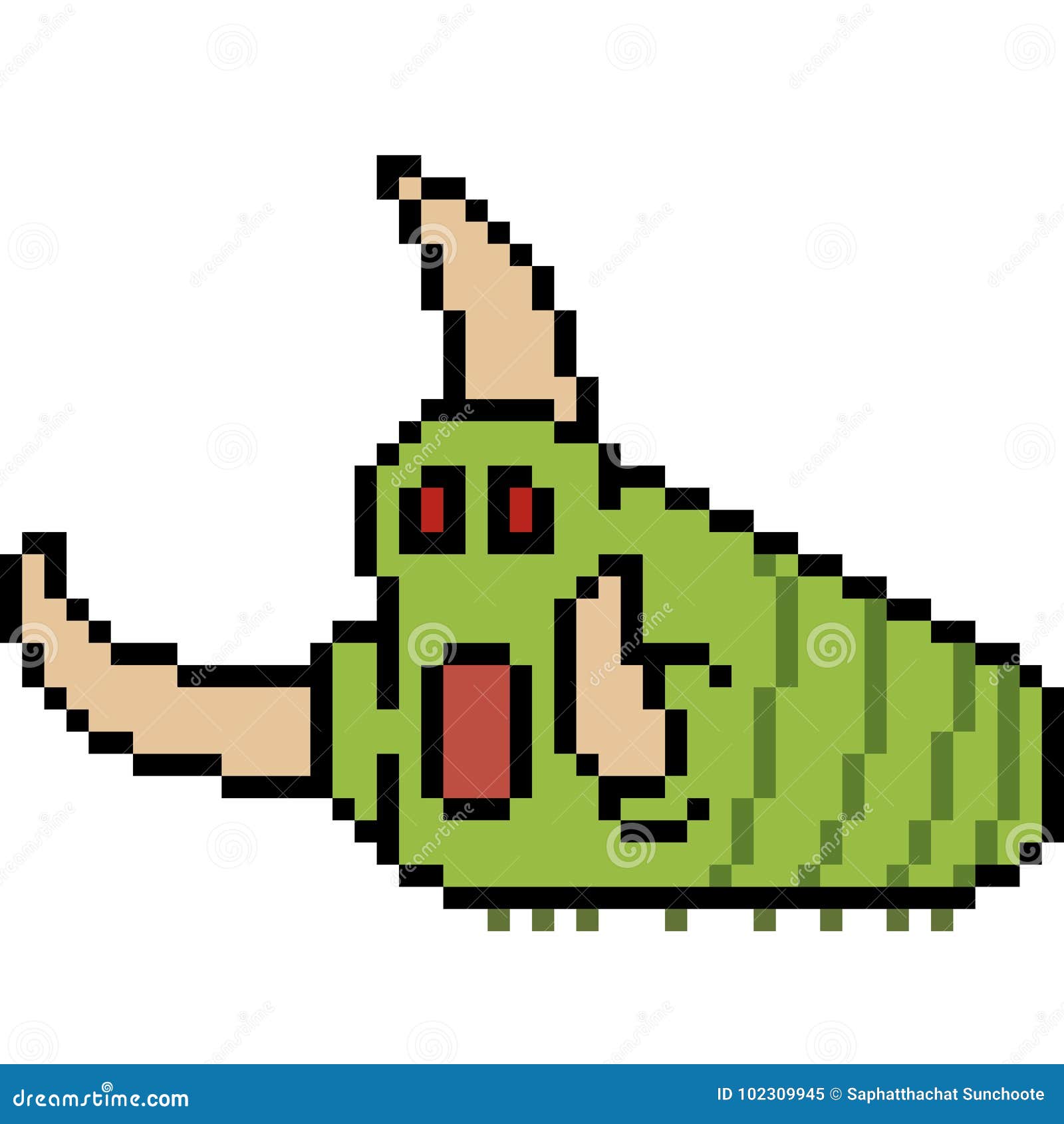 Vector Pixel Art Monster Worm Stock Vector - Illustration of lava ...