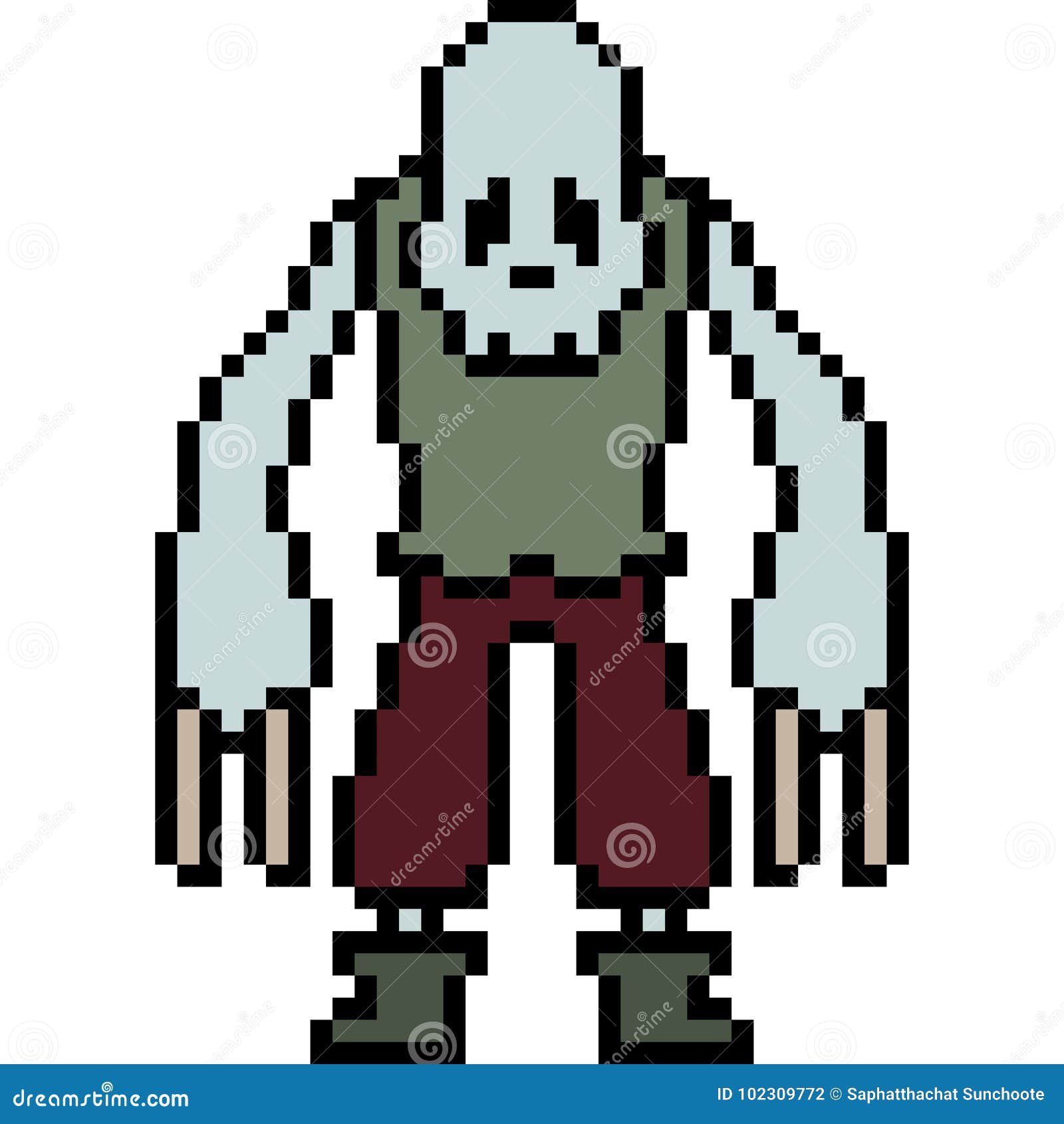 Vector Pixel Art Monster Zombie Stock Vector - Illustration of vector ...