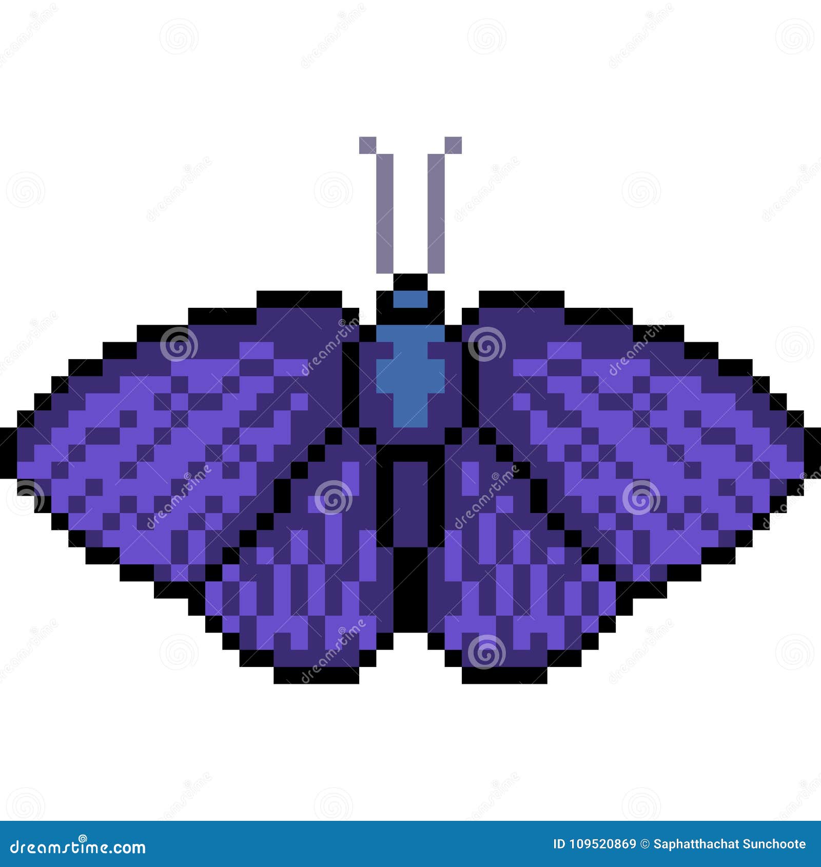 Vector pixel art moth stock vector. Illustration of cartoon - 109520869