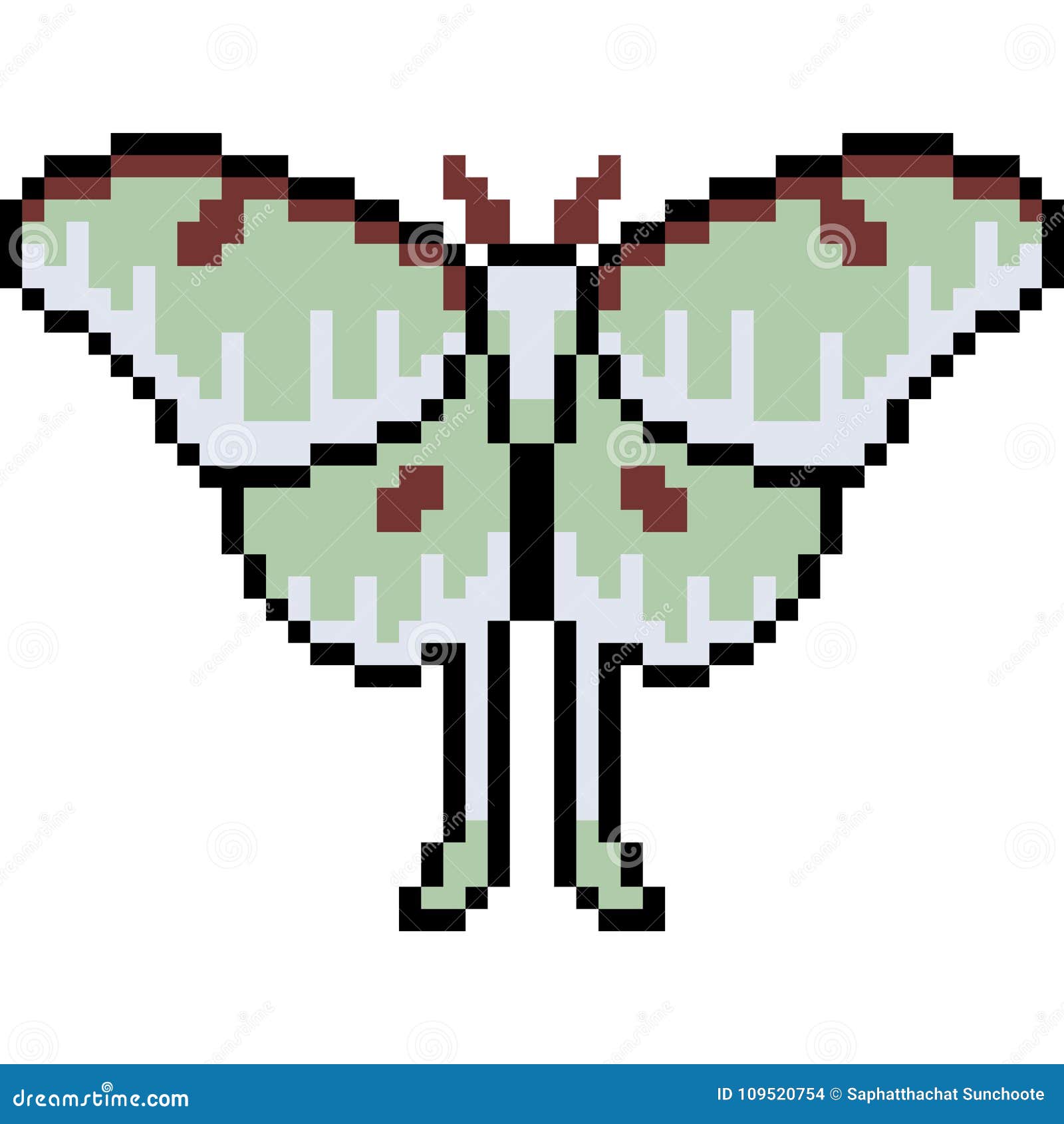Vector pixel art moth stock vector. Illustration of pixel - 109520754