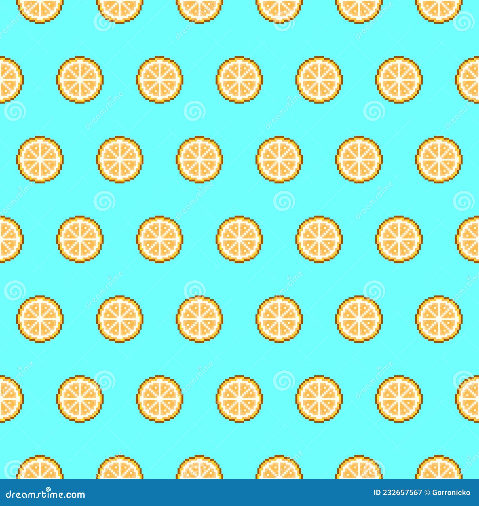 Vector Pixel Art Multicolor Endless Pattern of Orange Fruit or Lemon ...