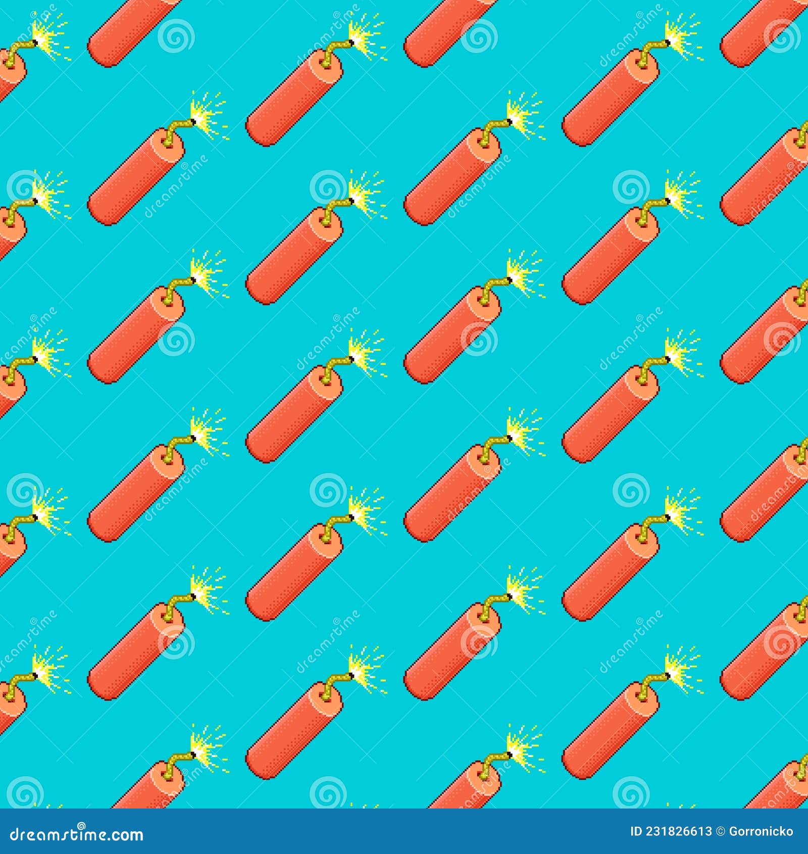 Vector Pixel Art Multicolor Endless Pattern of Red Burning Stick of ...