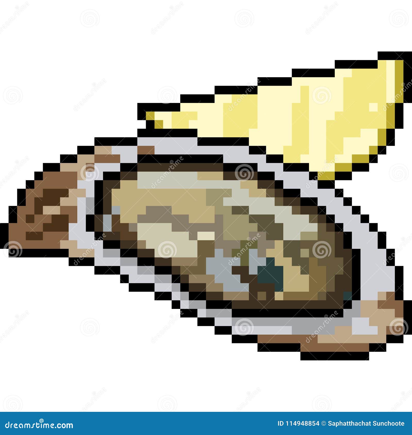 Vector pixel art mussel stock vector. Illustration of cute - 114948854