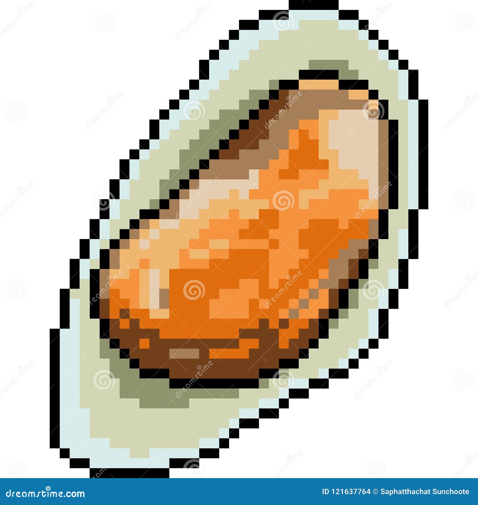 Vector Pixel Art Mussel Seafood Stock Vector - Illustration of mussel ...