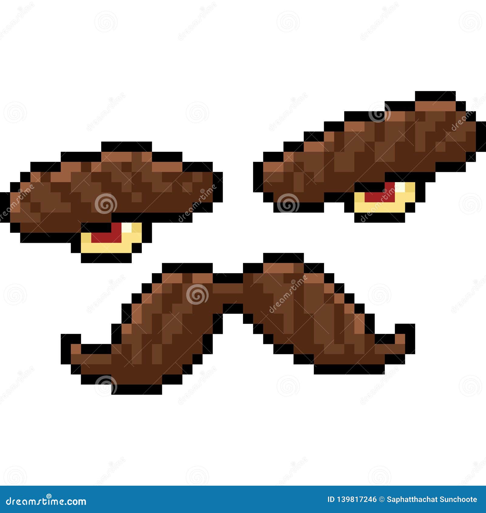 Vector pixel art mustache stock vector. Illustration of white - 139817246