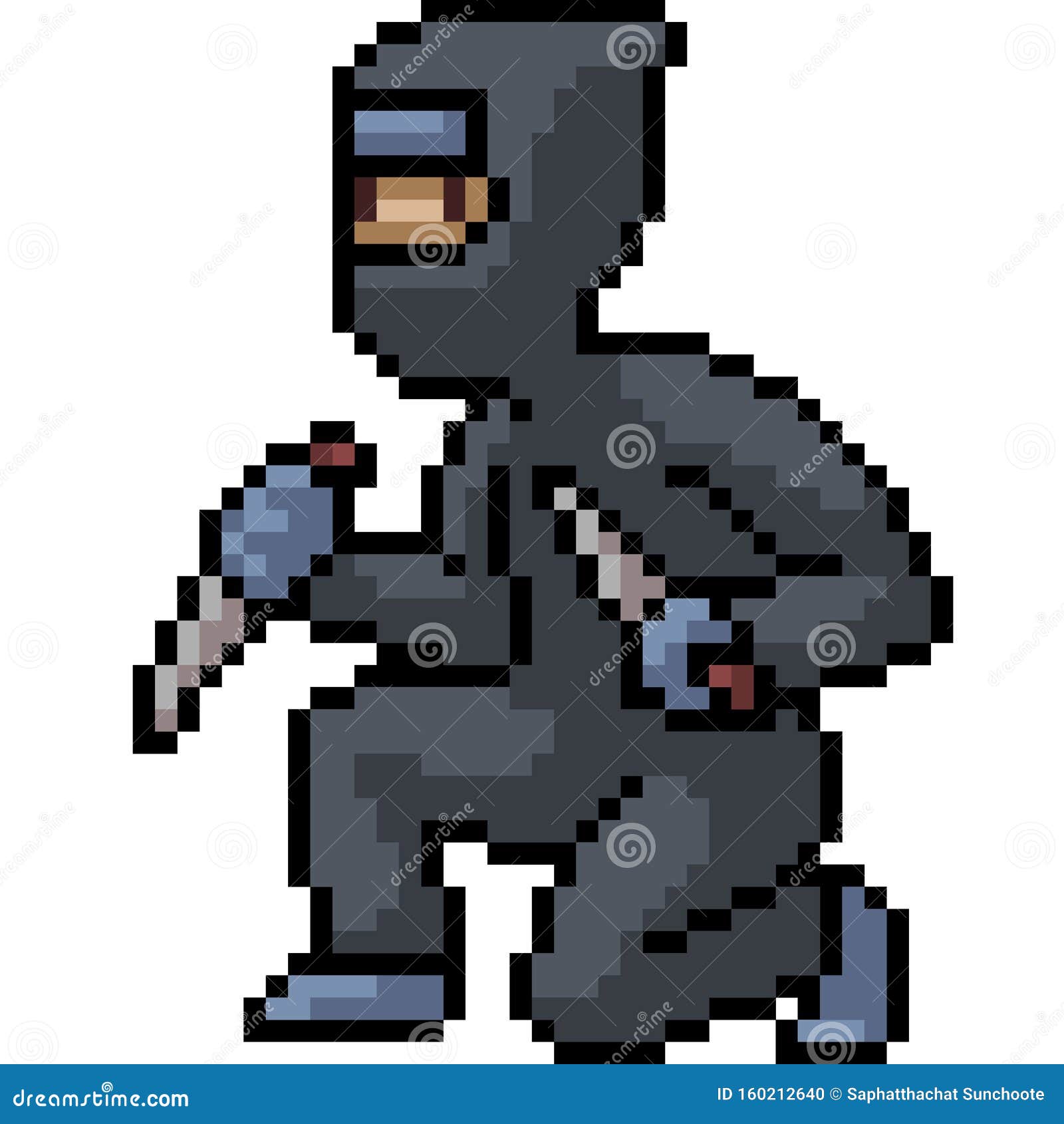 Vector pixel art ninja stock vector. Illustration of ninja - 160212640