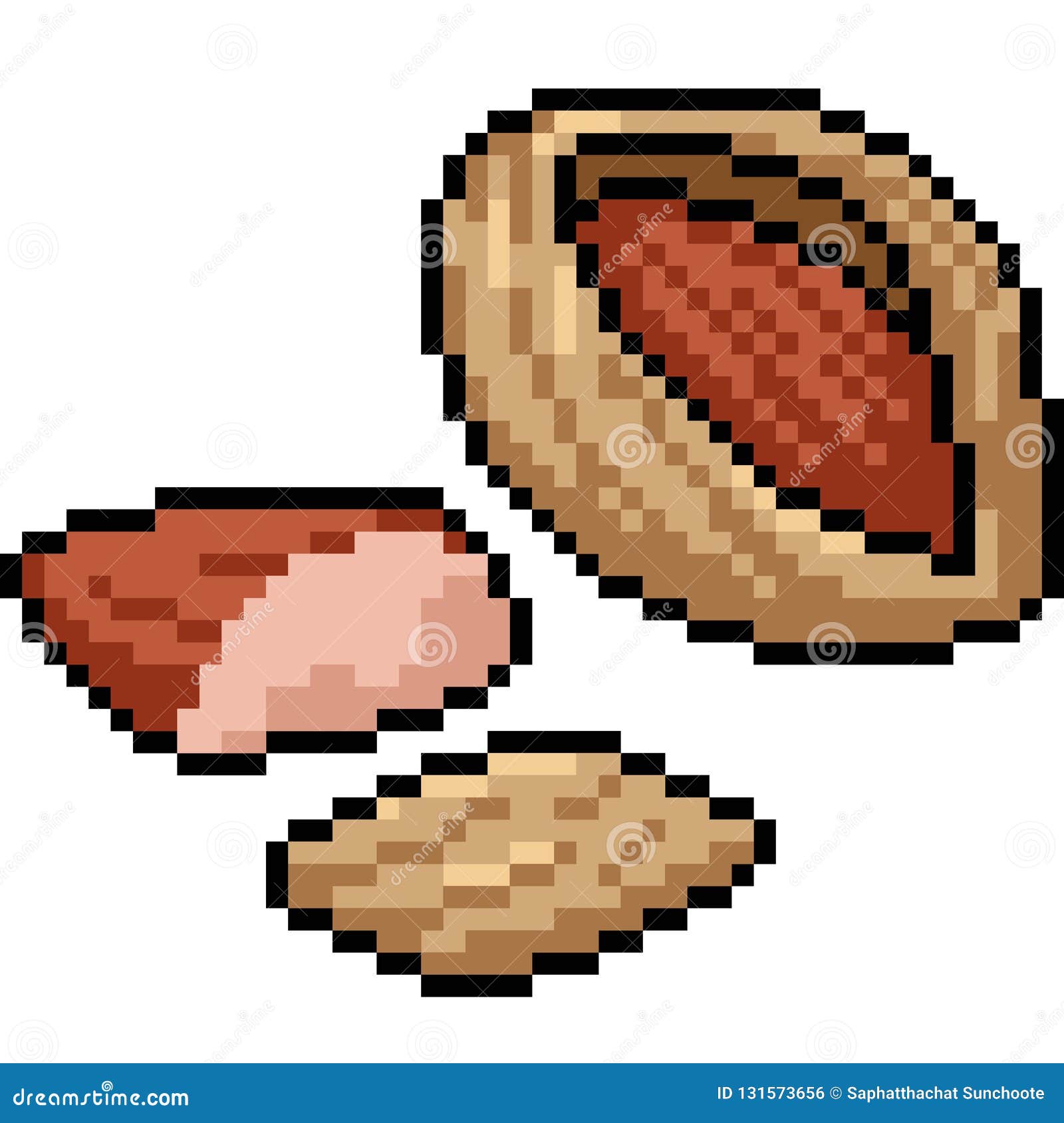 Vector pixel art nut snack stock vector. Illustration of background ...