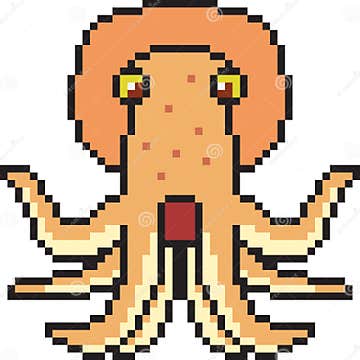 Vector pixel art octopus stock vector. Illustration of design - 102308643