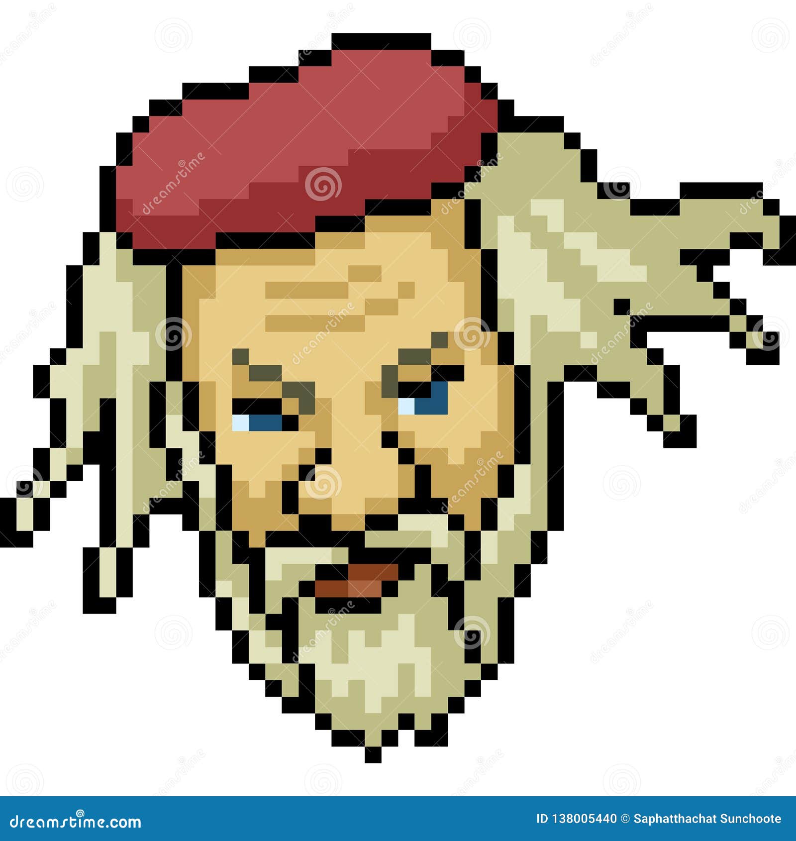 Vector Pixel Art Old Man Face Stock Vector - Illustration of head ...