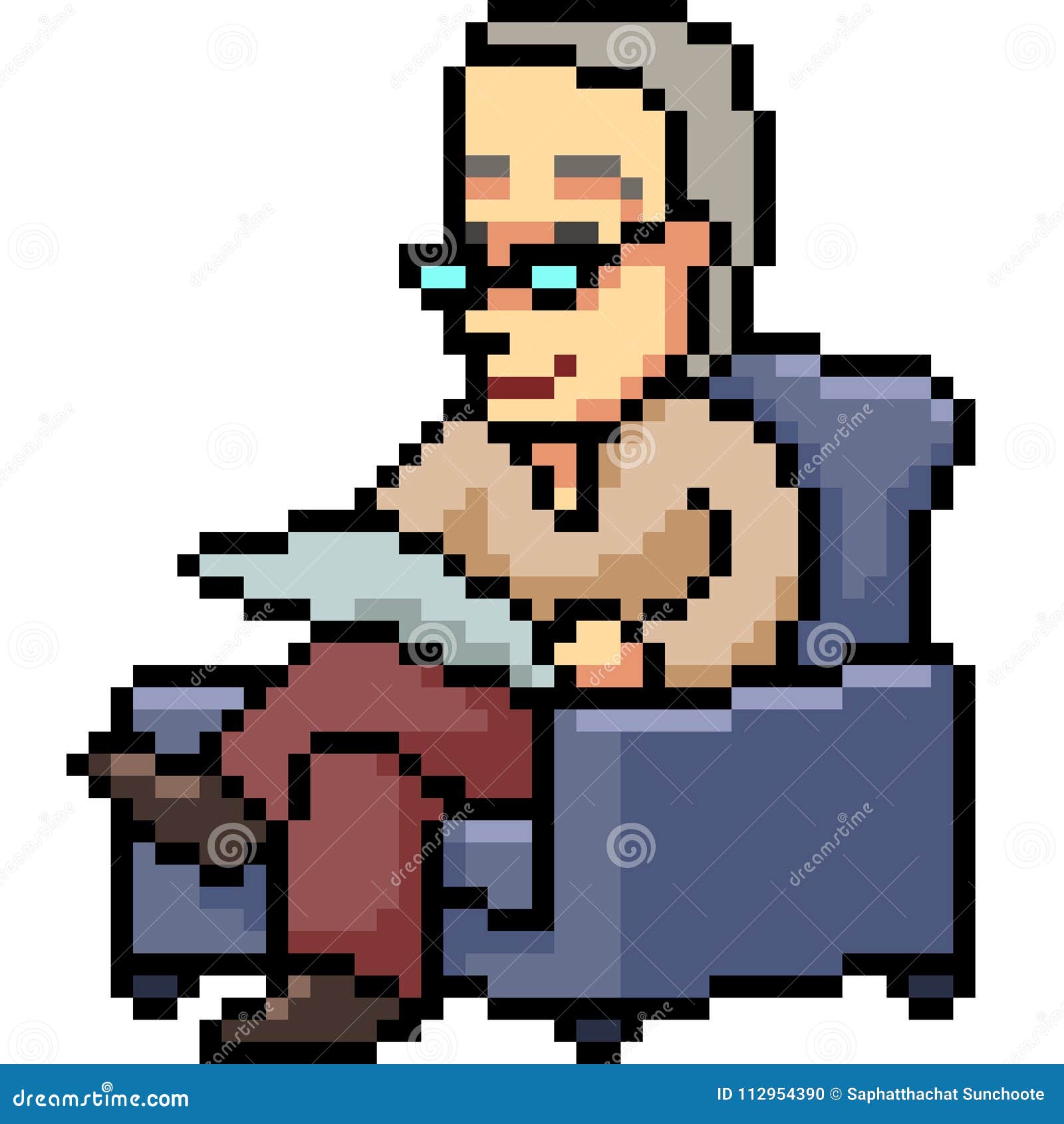 Vector pixel art old man stock vector. Illustration of isolated - 112954390