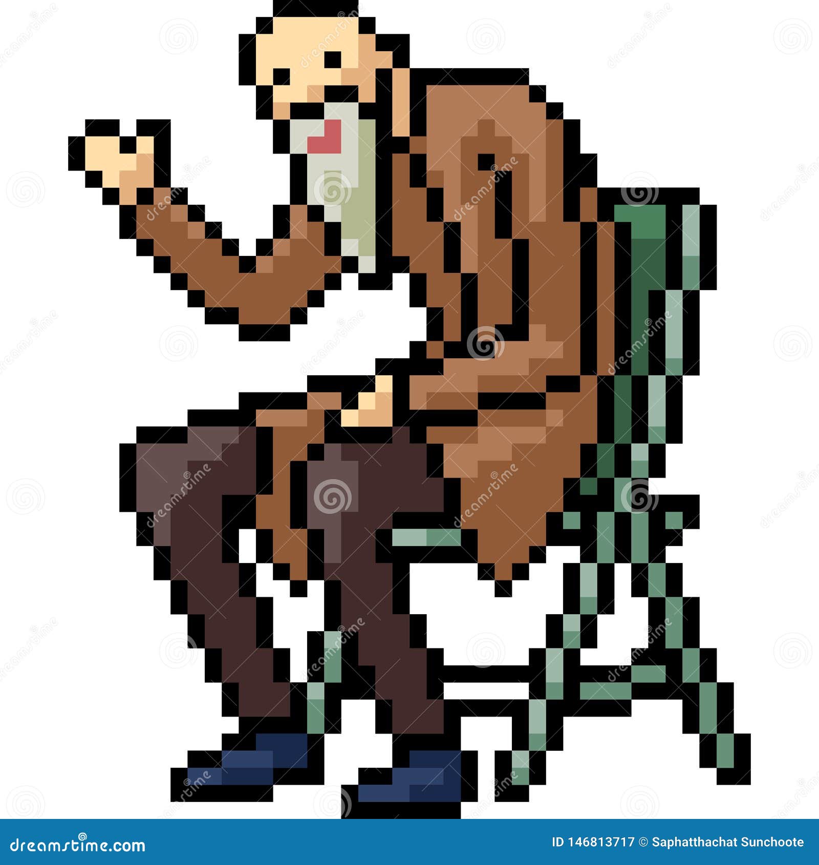 Vector pixel art old man stock vector. Illustration of beard - 146813717