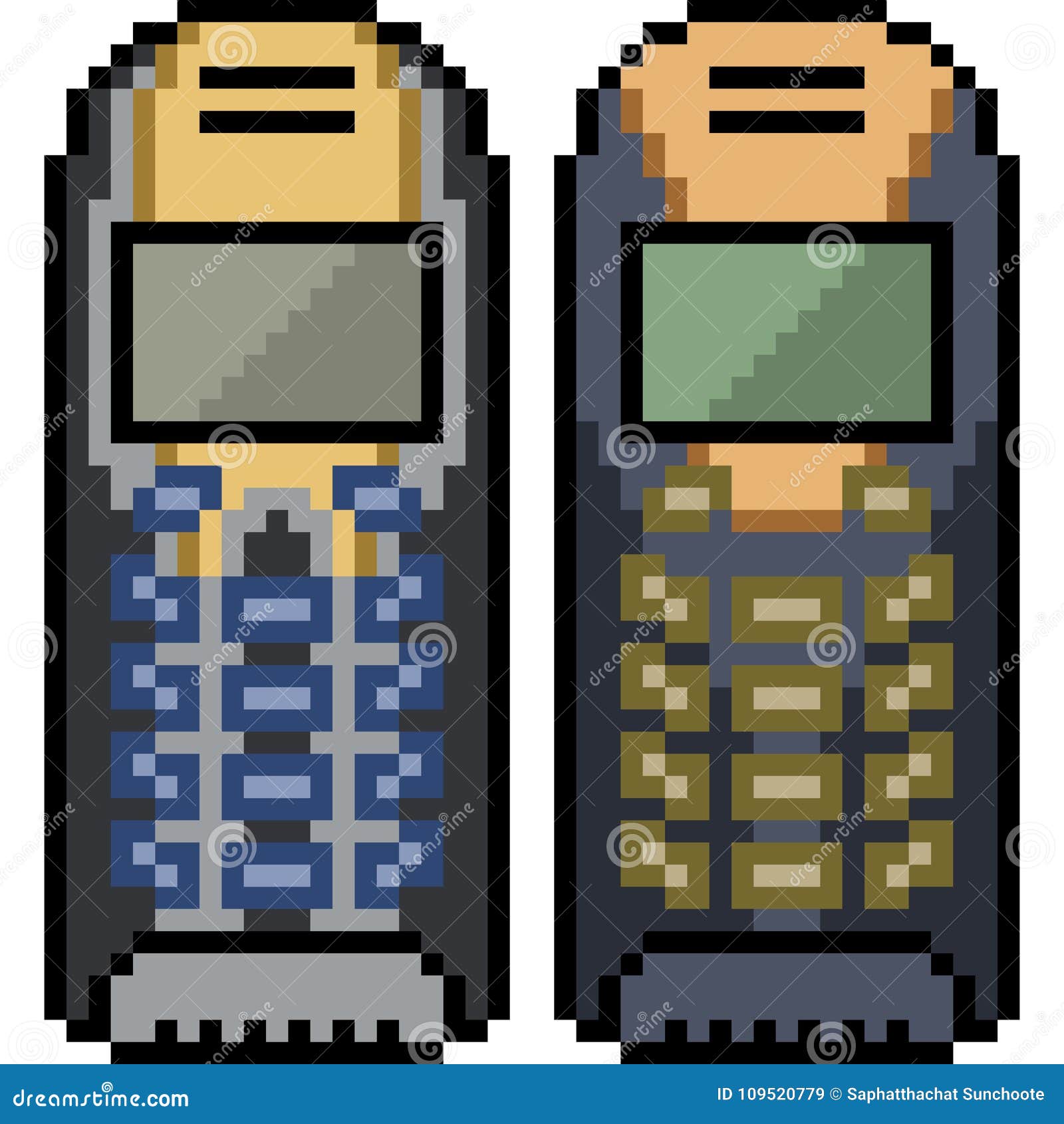 Vector Pixel Art Old Mobile Phone Stock Vector - Illustration of ...