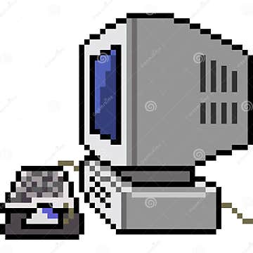 Vector Pixel Art Outdated Computer Stock Vector - Illustration of ...