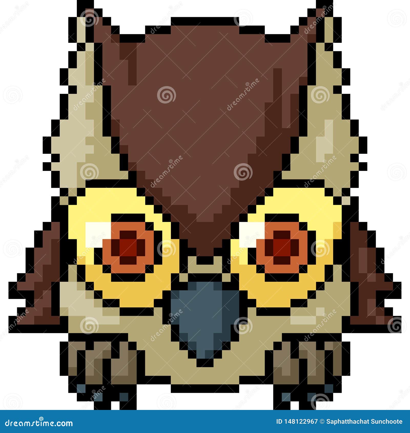 Vector pixel art owl stock vector. Illustration of pixel - 148122967