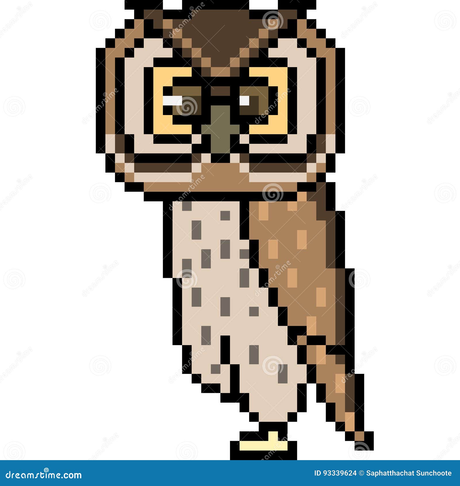 Vector pixel art owl stock vector. Illustration of look - 93339624