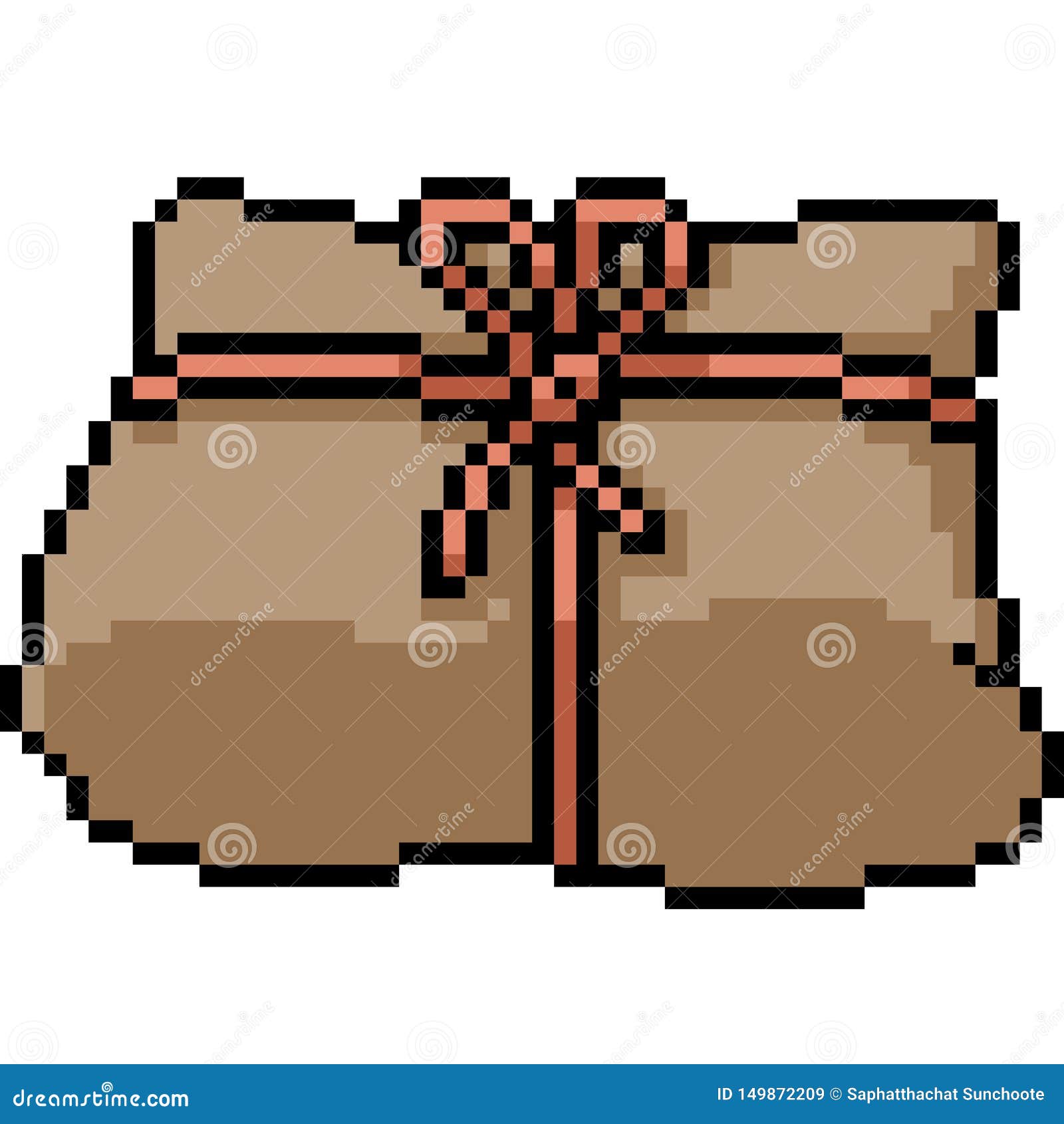 Vector pixel art package stock vector. Illustration of ribbon - 149872209