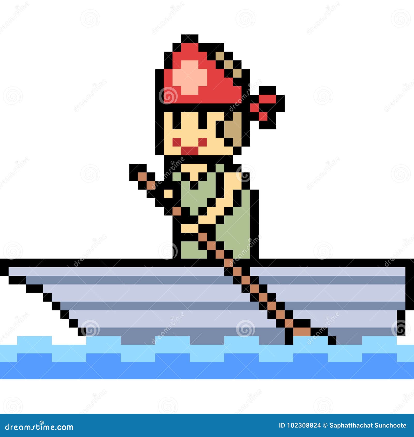 Vector pixel art paddler stock vector. Illustration of smile - 102308824