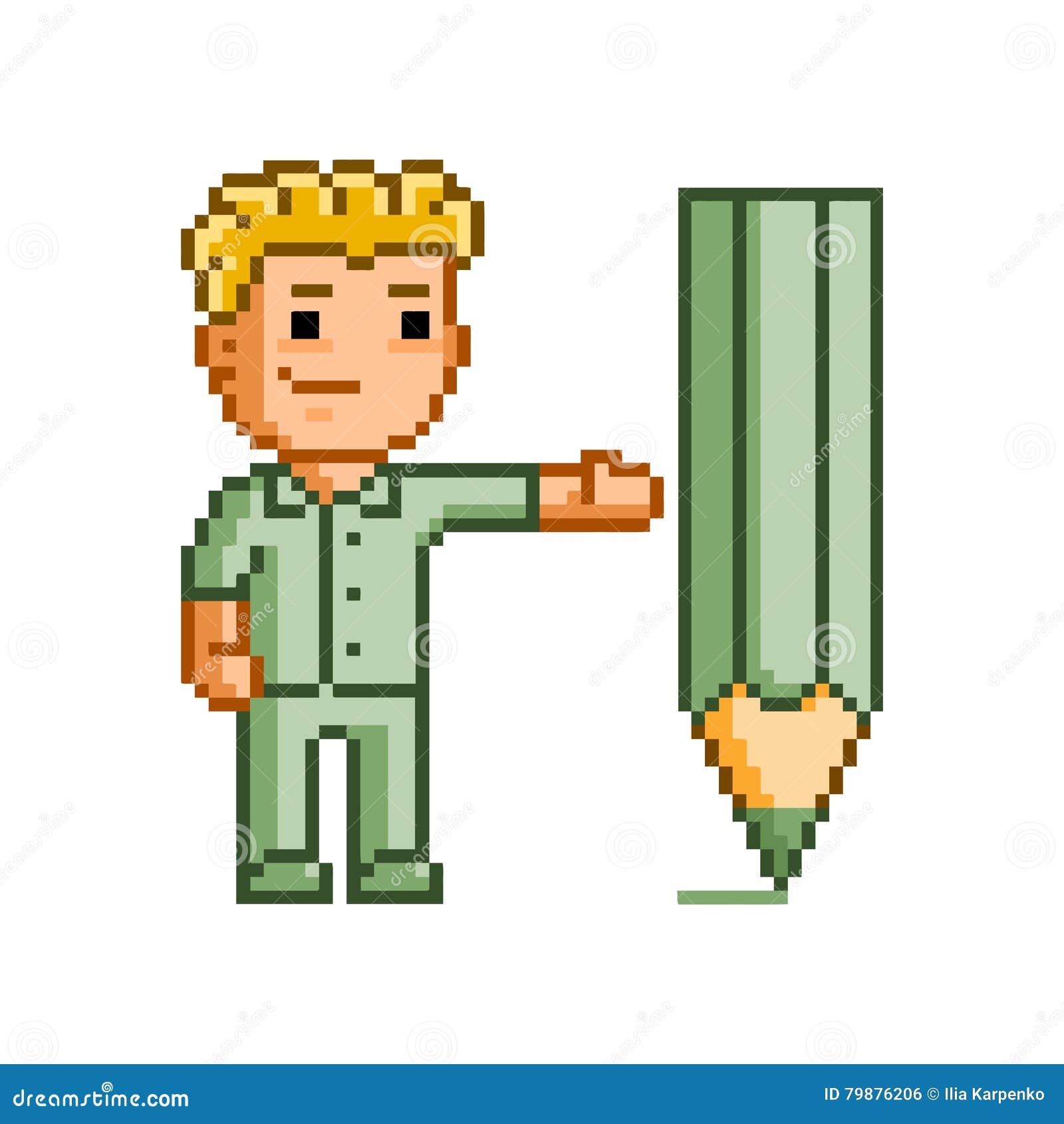 Vector Pixel Art Painter White Background Stock Illustration ...