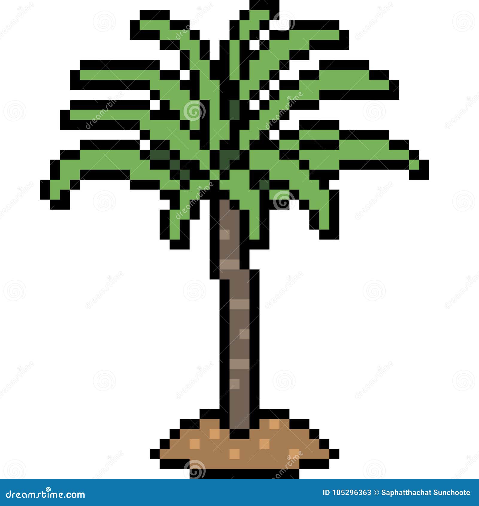 Vector pixel art palm tree stock vector. Illustration of green - 105296363