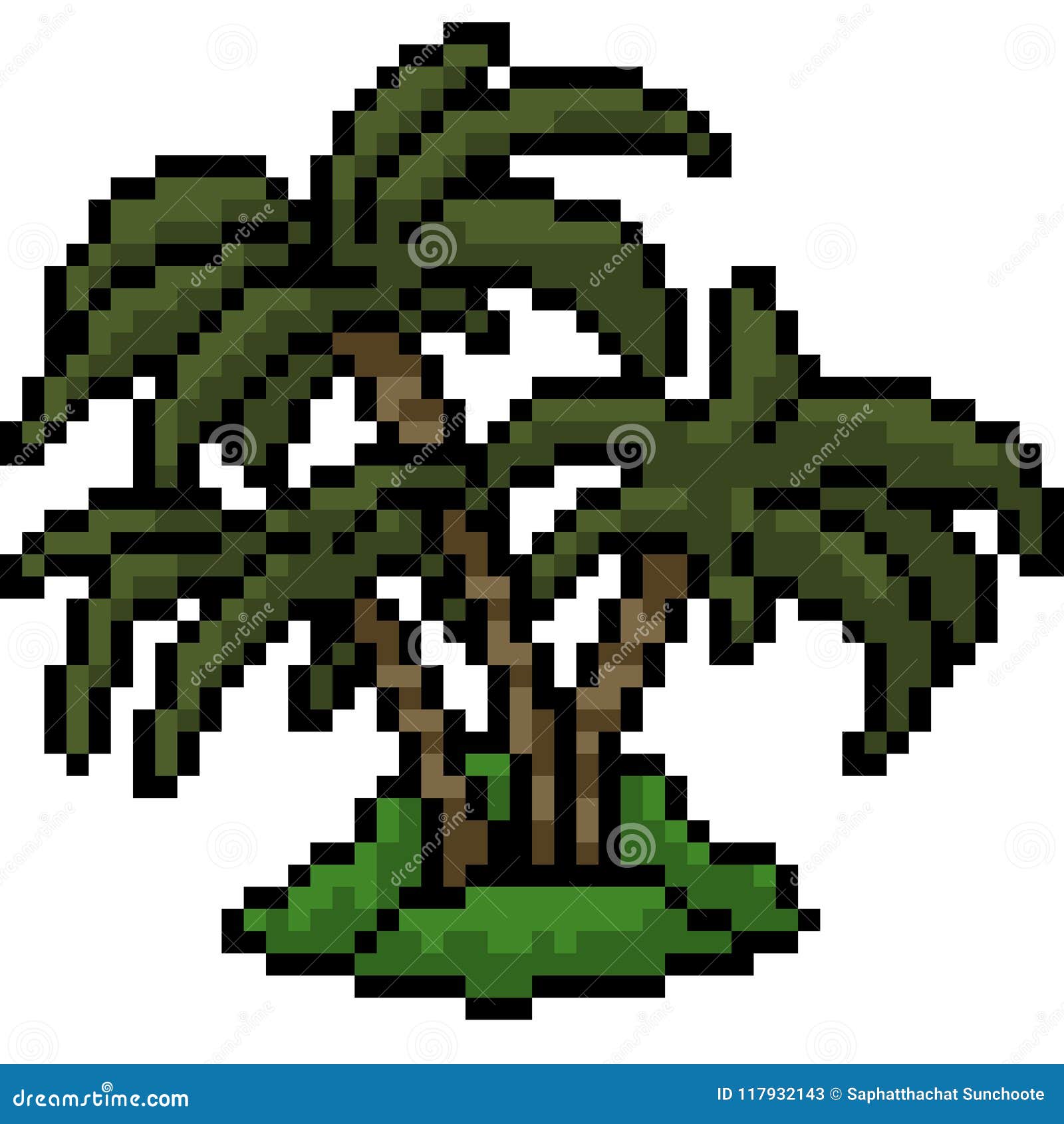 Vector pixel art palm tree stock vector. Illustration of palm - 117932143