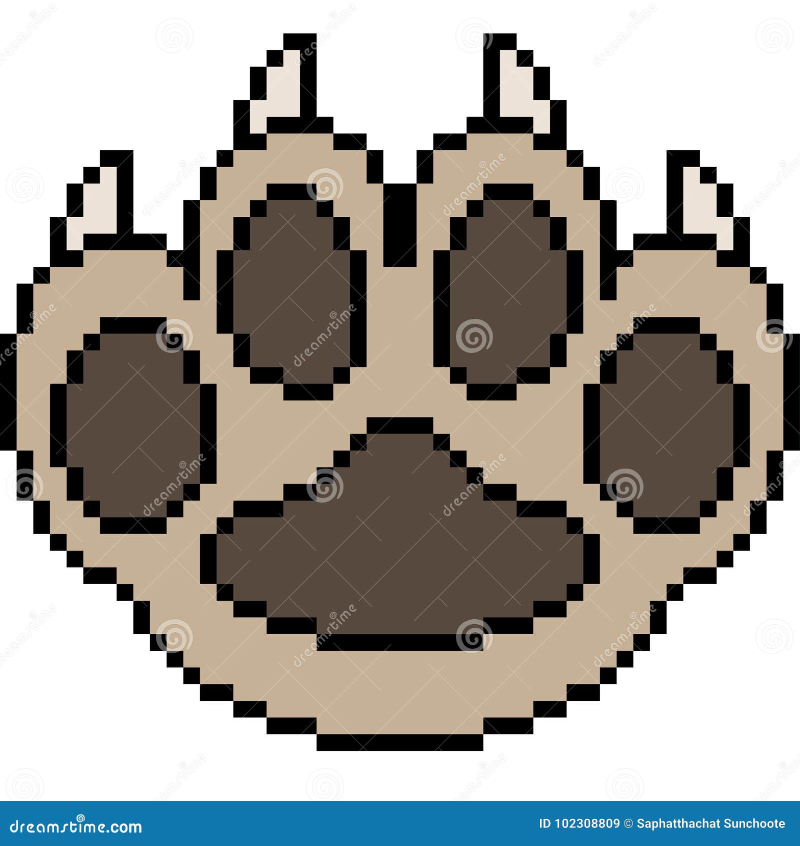 Vector pixel art paw stock vector. Illustration of isolated - 102308809