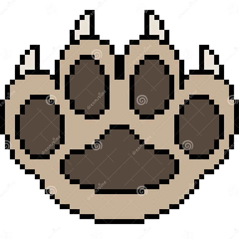 Vector pixel art paw stock vector. Illustration of isolated - 102308809