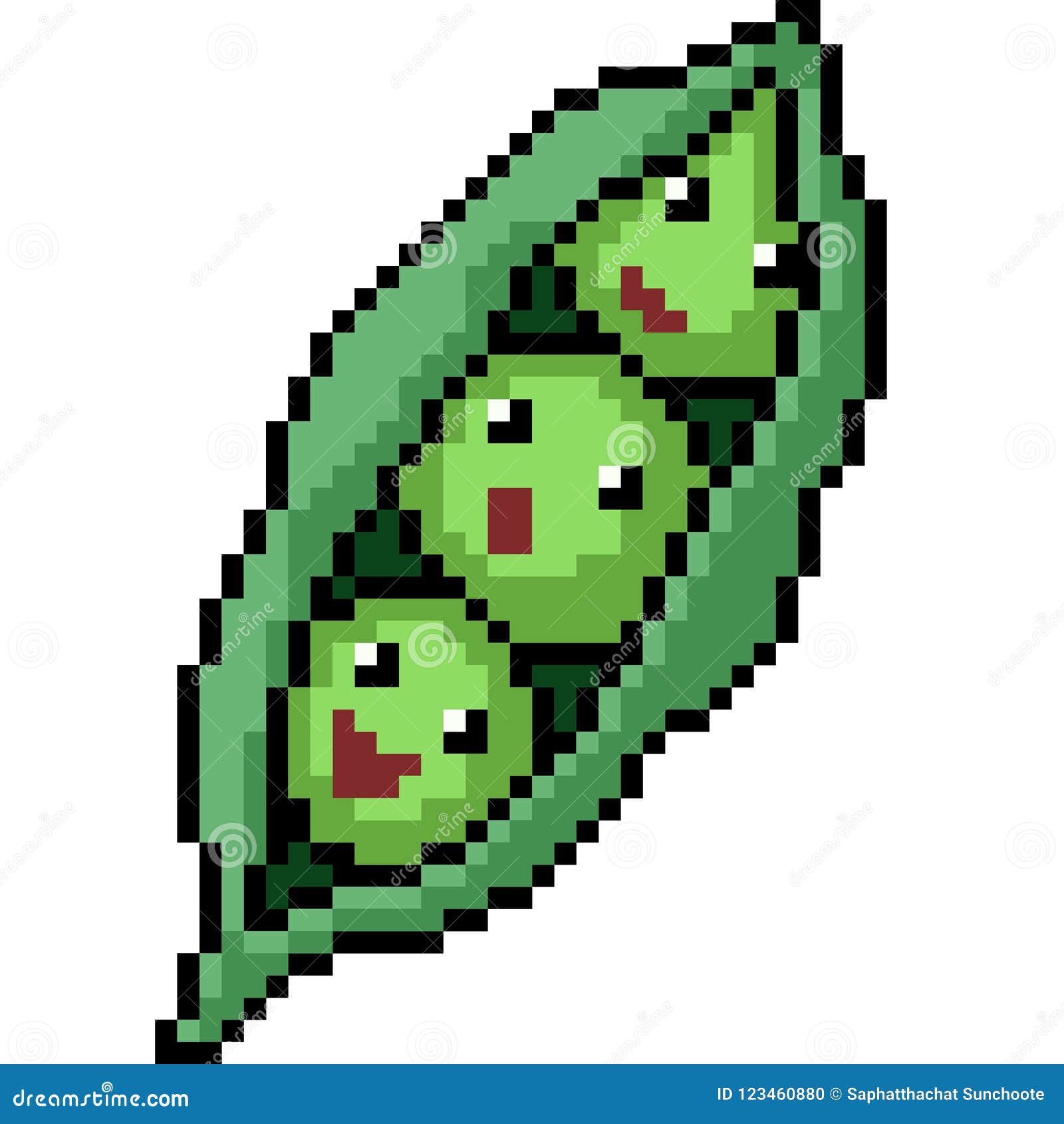 Vector Pixel Art Pea Monster Stock Vector - Illustration of face ...