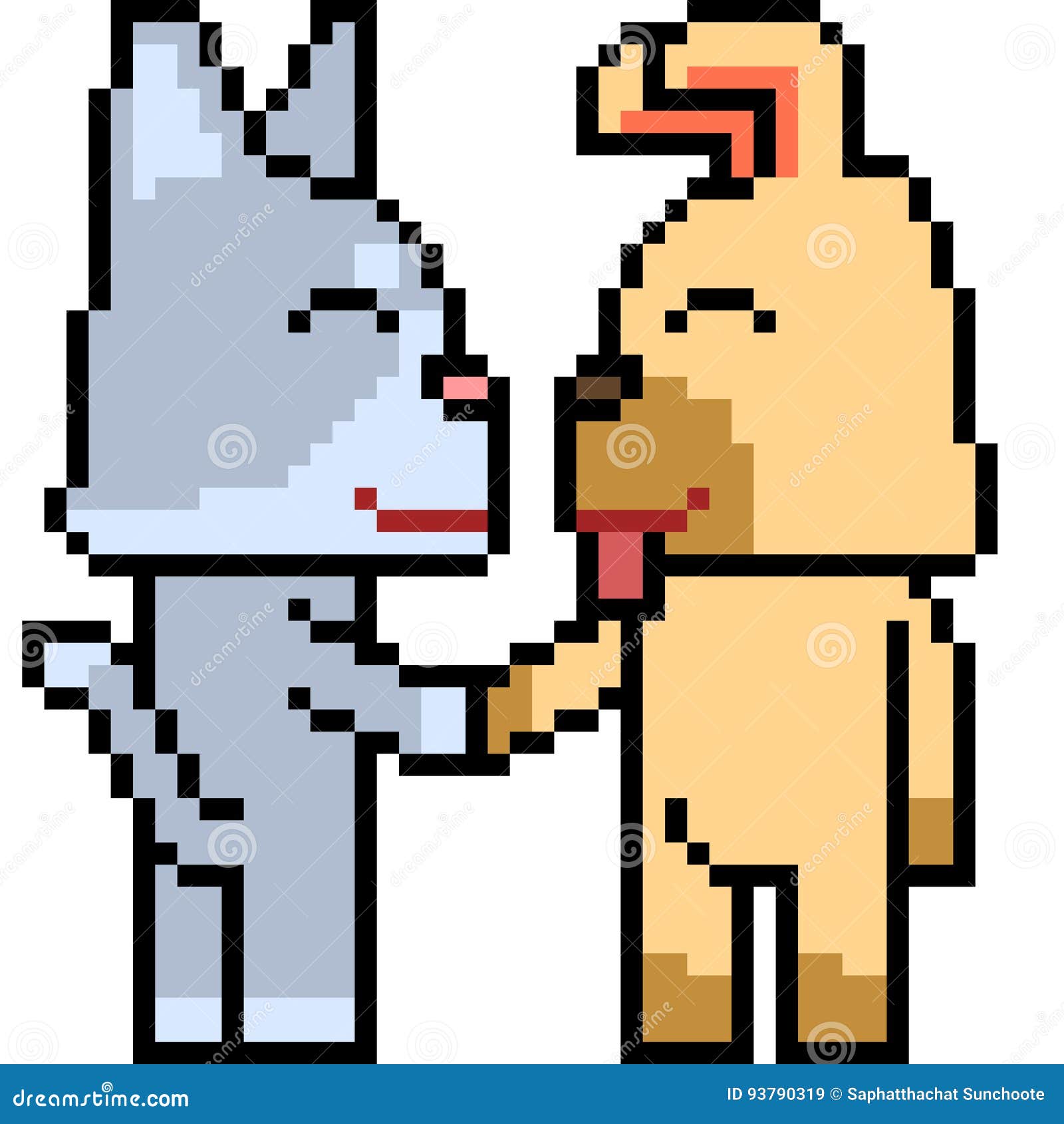 Vector Pixel Art Pet Shake Hand Stock Vector - Illustration of kitty ...
