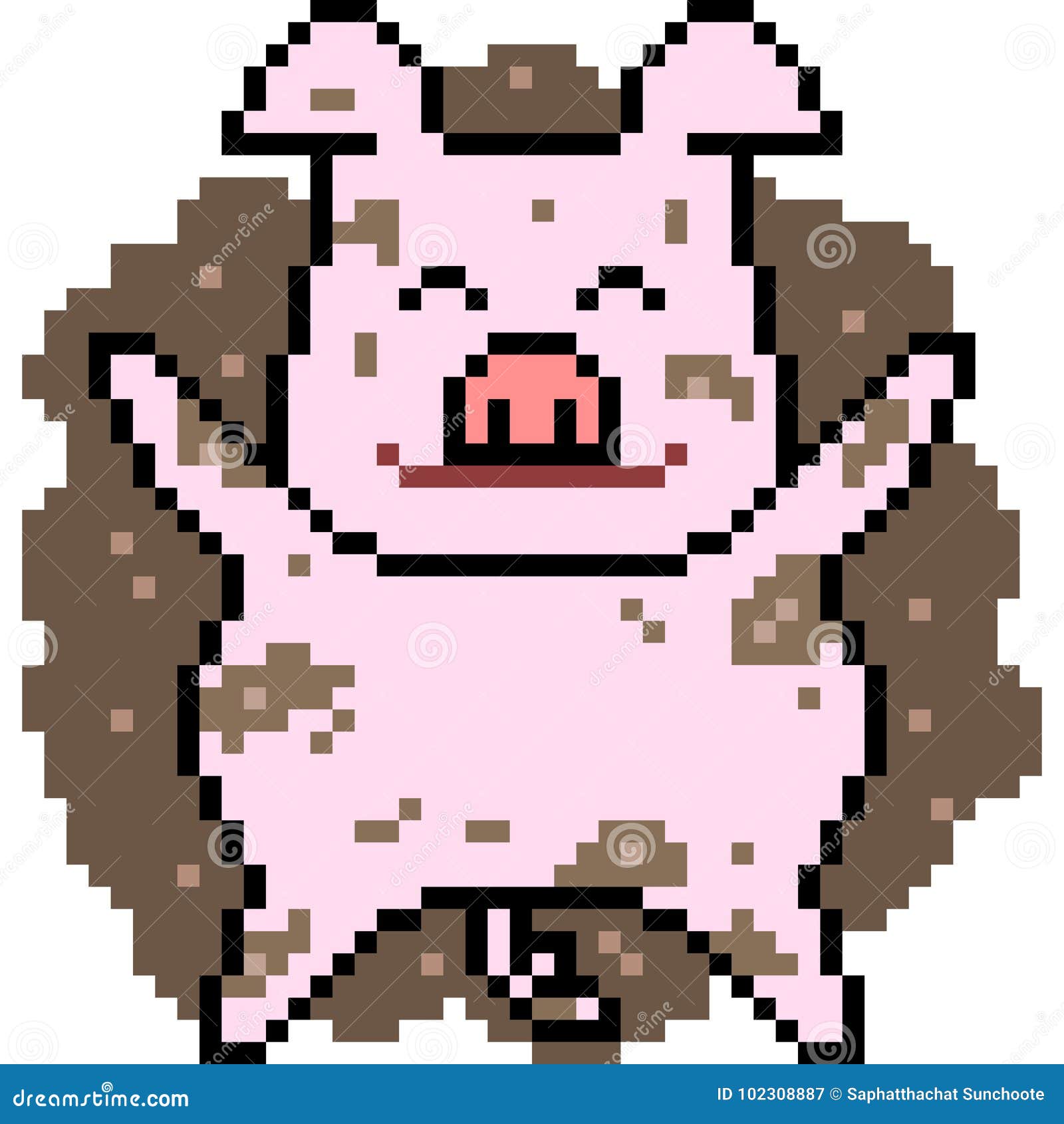 Vector pixel art pig stock vector. Illustration of vector - 102308887