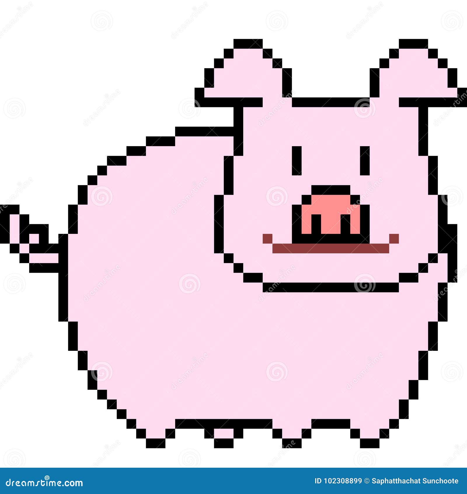 Vector pixel art pig stock vector. Illustration of cartoon - 102308899