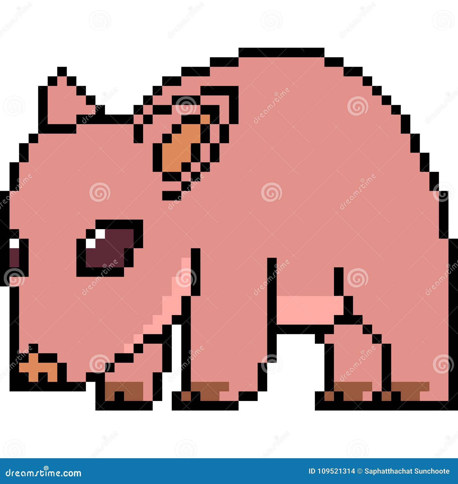 Vector pixel art pig baby stock vector. Illustration of icon - 109521314