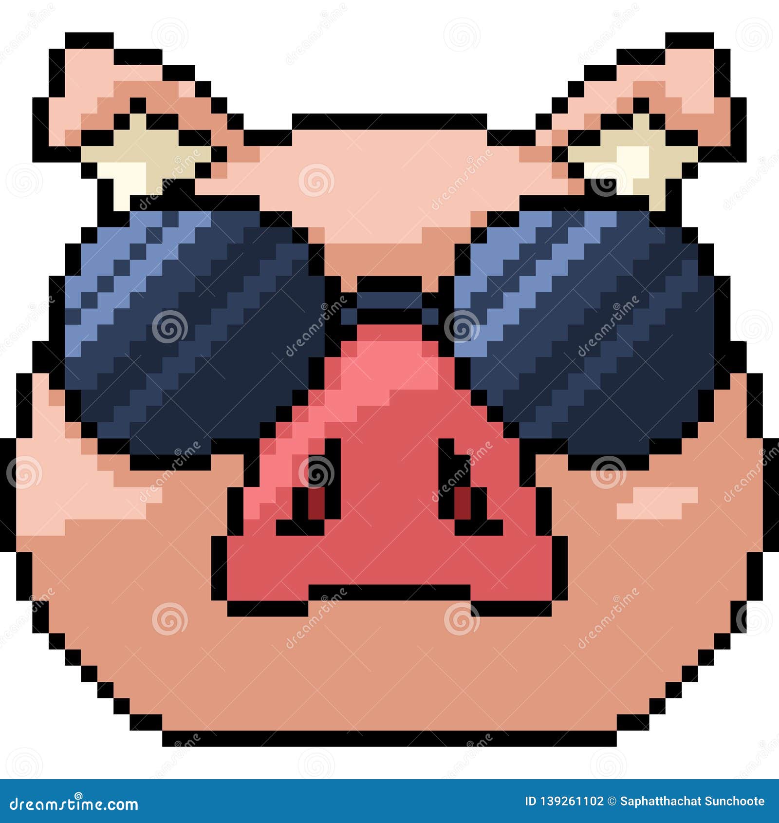 Vector pixel art pig head stock vector. Illustration of pixel - 139261102