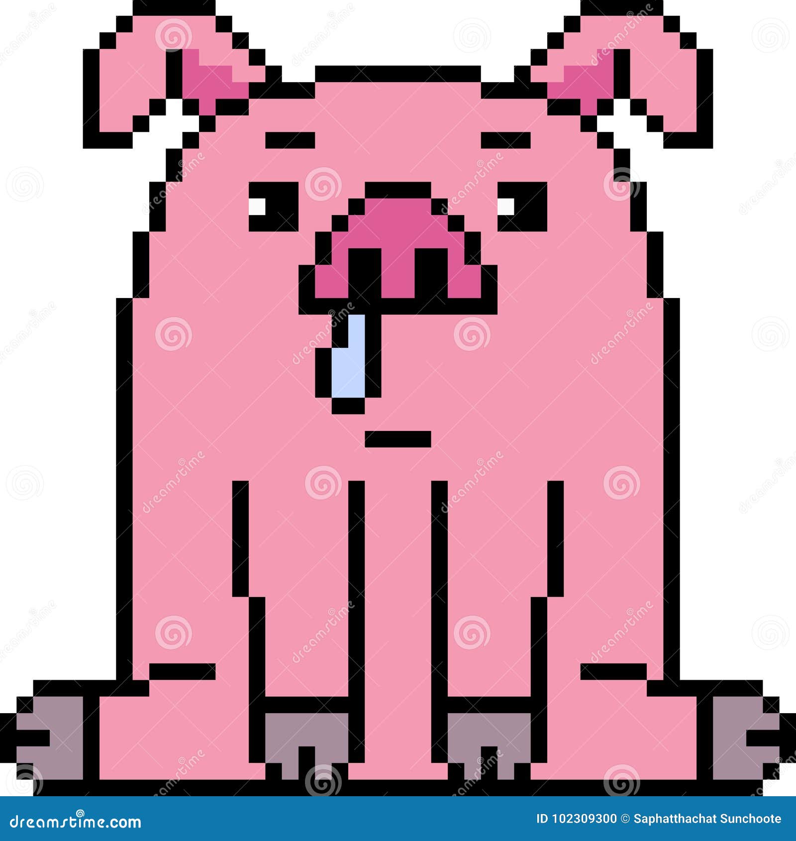 Vector pixel art pig stock vector. Illustration of drool - 102309300