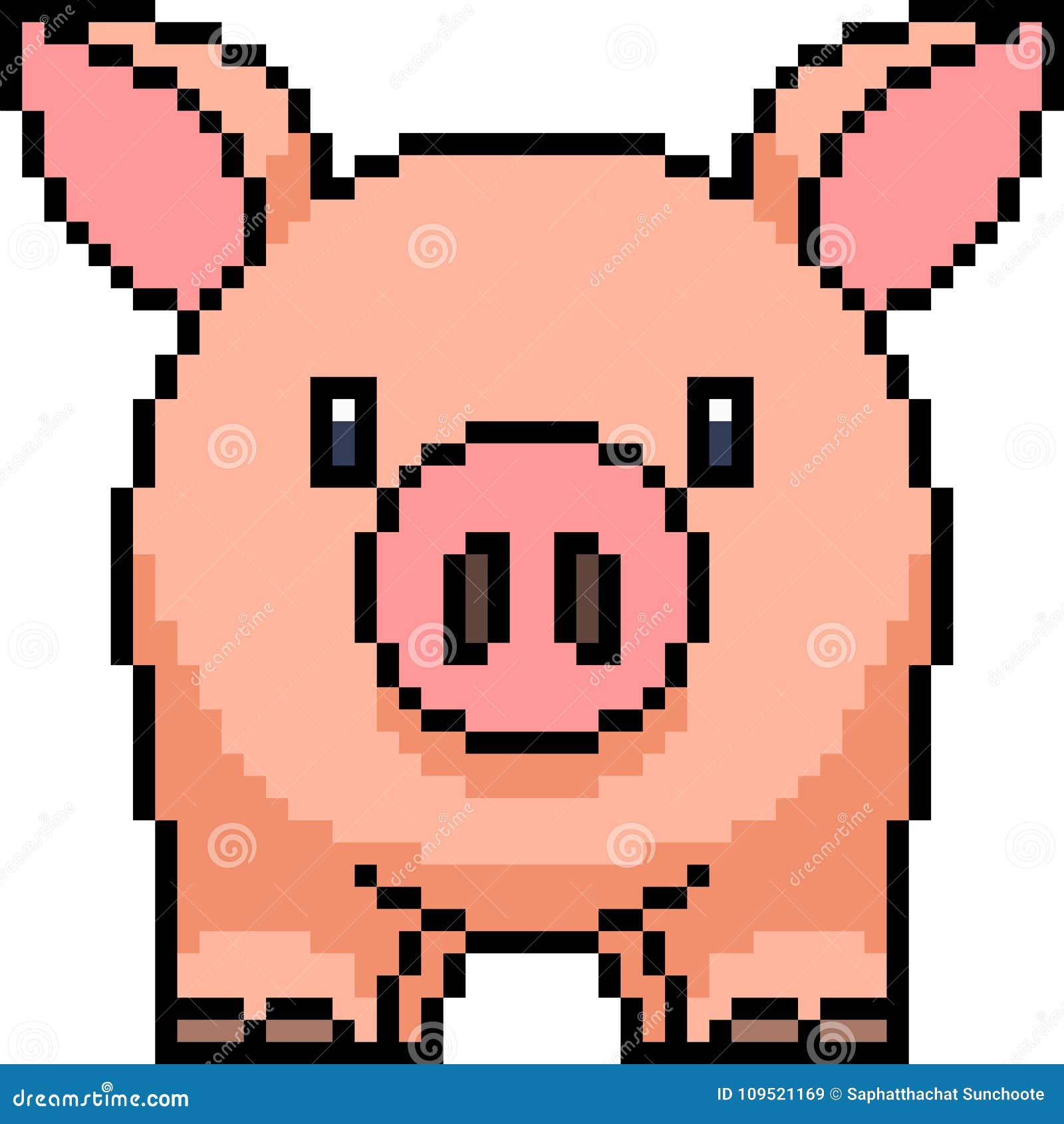 Vector pixel art pig stock vector. Illustration of stand - 109521169