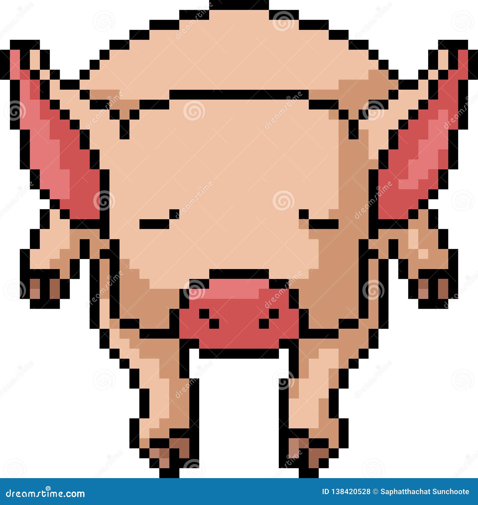 Vector pixel art pig stock vector. Illustration of pork - 138420528