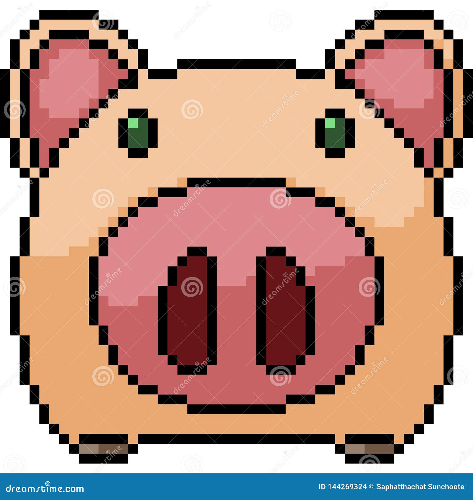 Vector pixel art pig stock vector. Illustration of face - 144269324