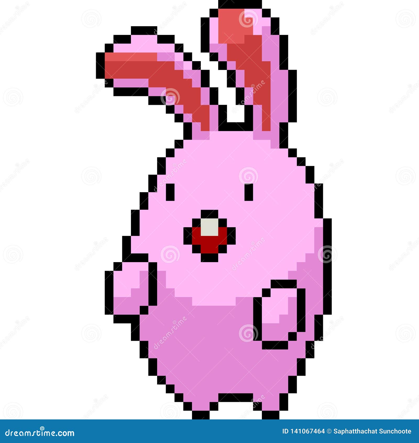 Vector Pixel Art Pink Rabbit Stock Vector - Illustration of pink ...