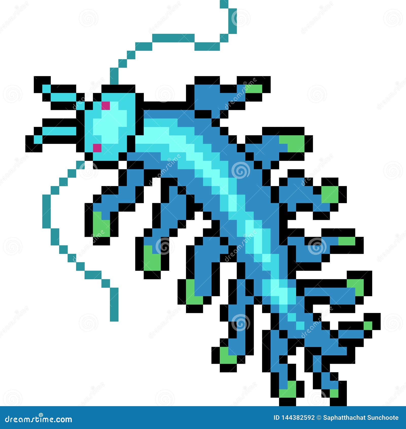 Vector Pixel Art Plankton Deep Sea Stock Vector - Illustration of ...
