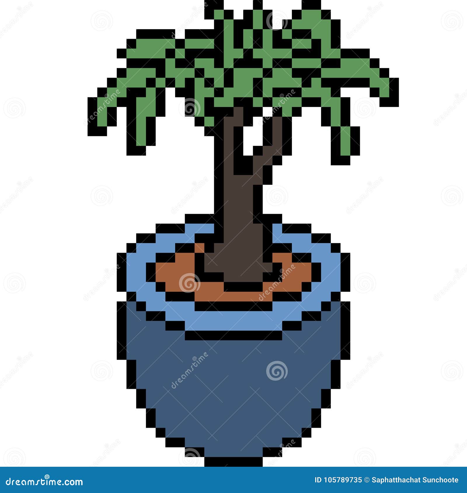 Vector pixel art plant pot stock vector. Illustration of pixel - 105789735