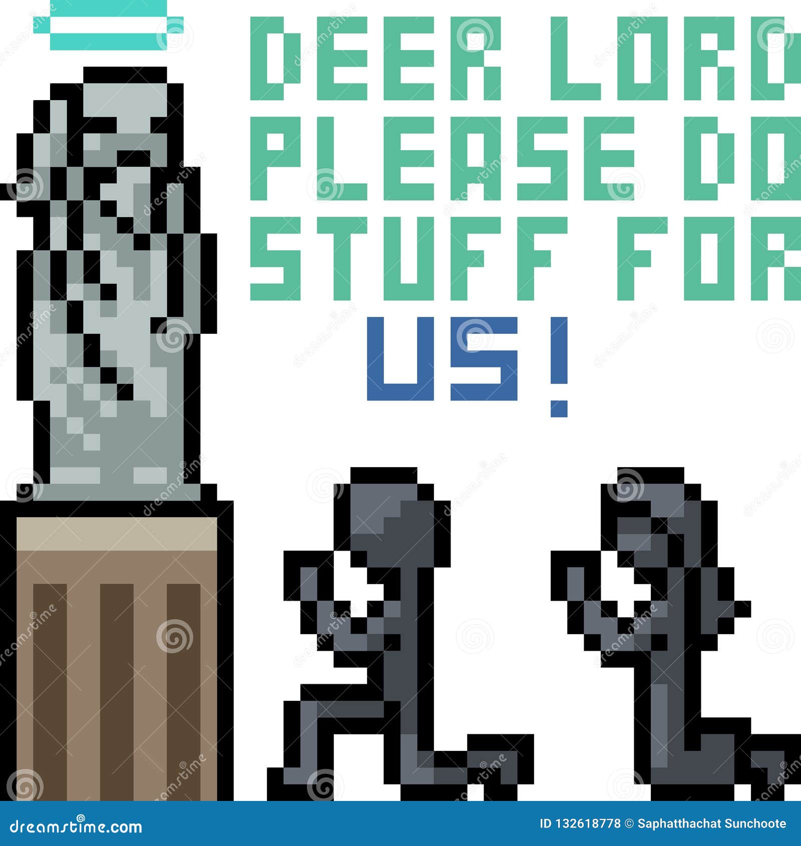 Vector Pixel Art Pray To God Stock Vector - Illustration of humanity ...