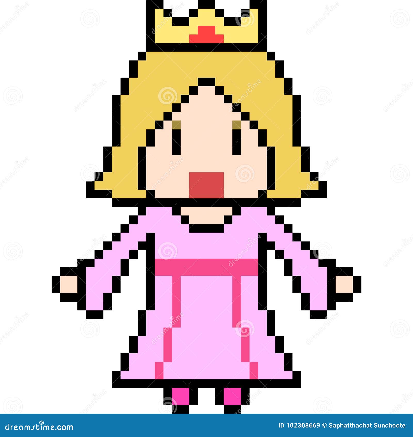 Vector pixel art princess stock vector. Illustration of girl - 102308669