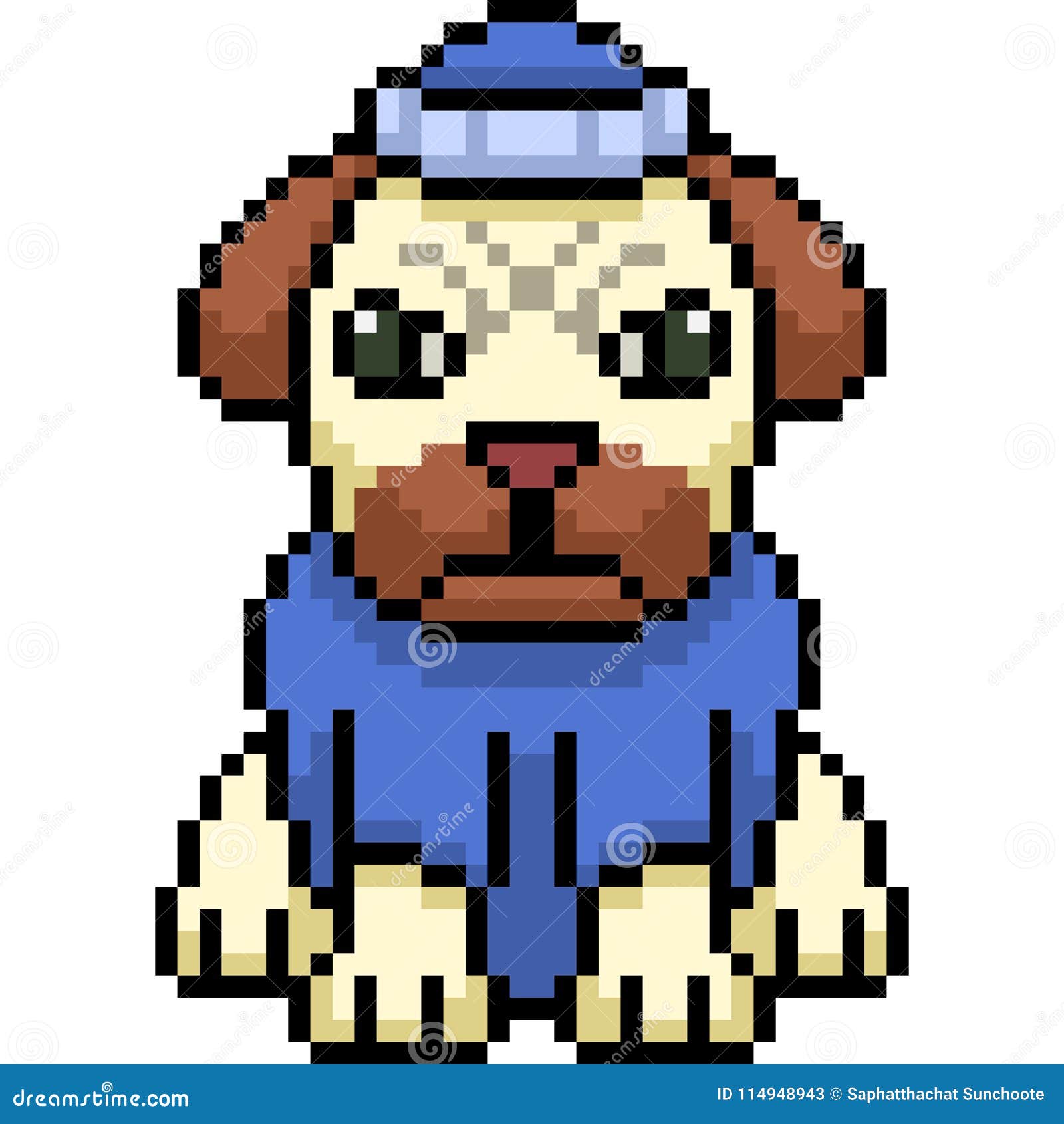 Vector pixel art pug dog stock vector. Illustration of icon - 114948943