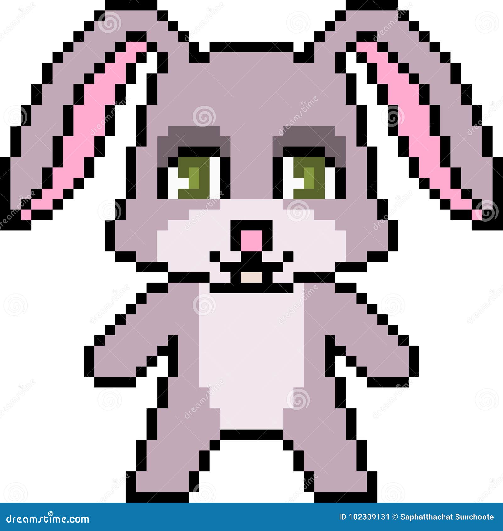 Vector pixel art rabbit stock vector. Illustration of animal - 102309131