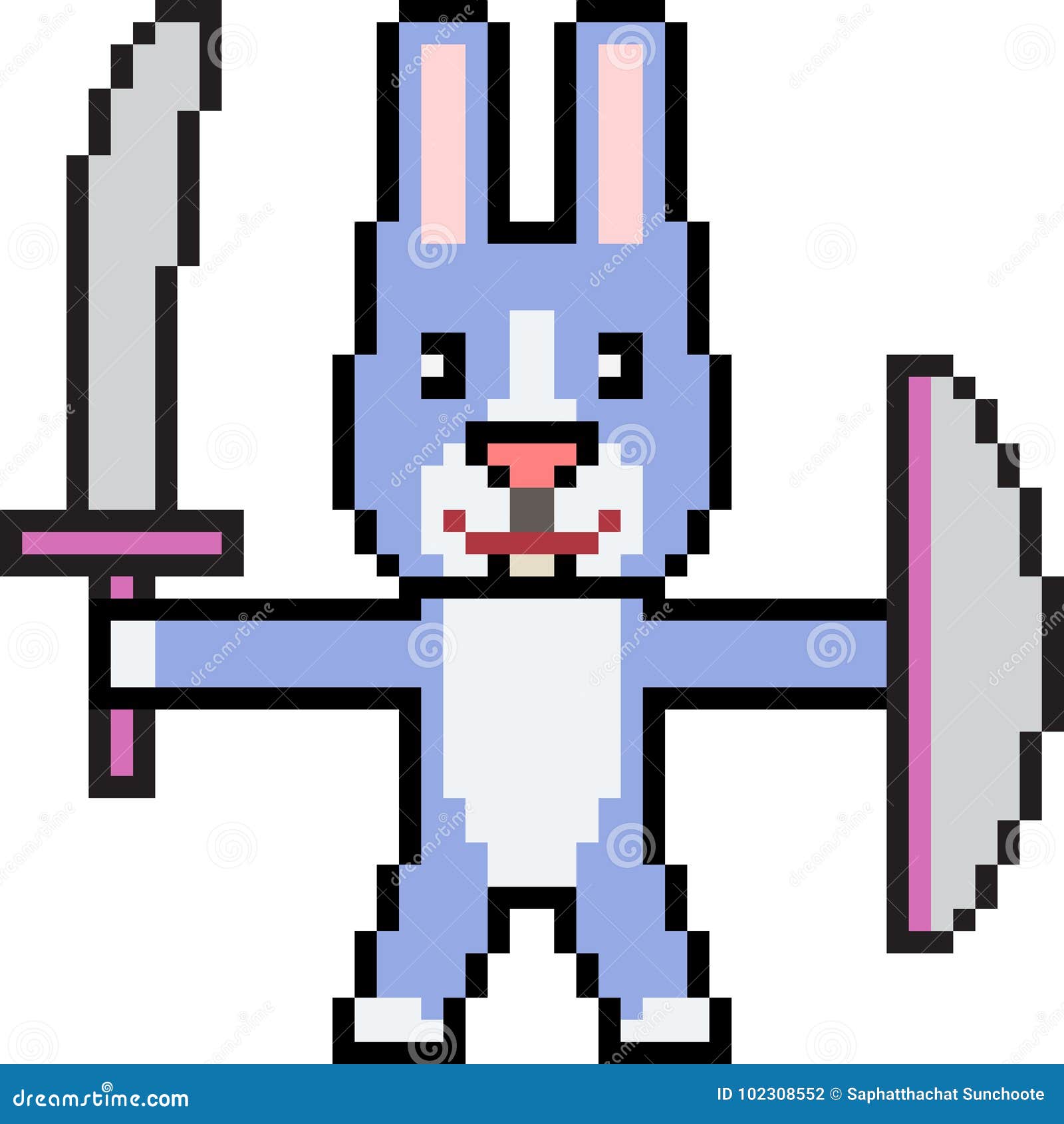 Vector Pixel Art Rabbit Warrior Stock Vector - Illustration of icon ...