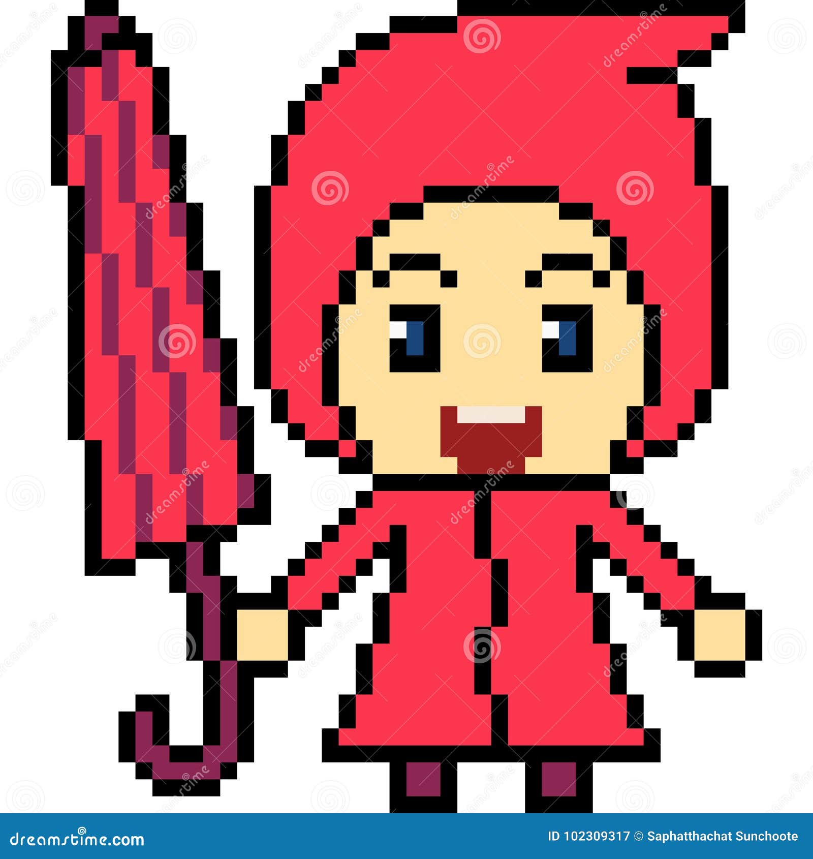 Vector Pixel Art Rain Coat Kid Stock Vector - Illustration of pixel ...
