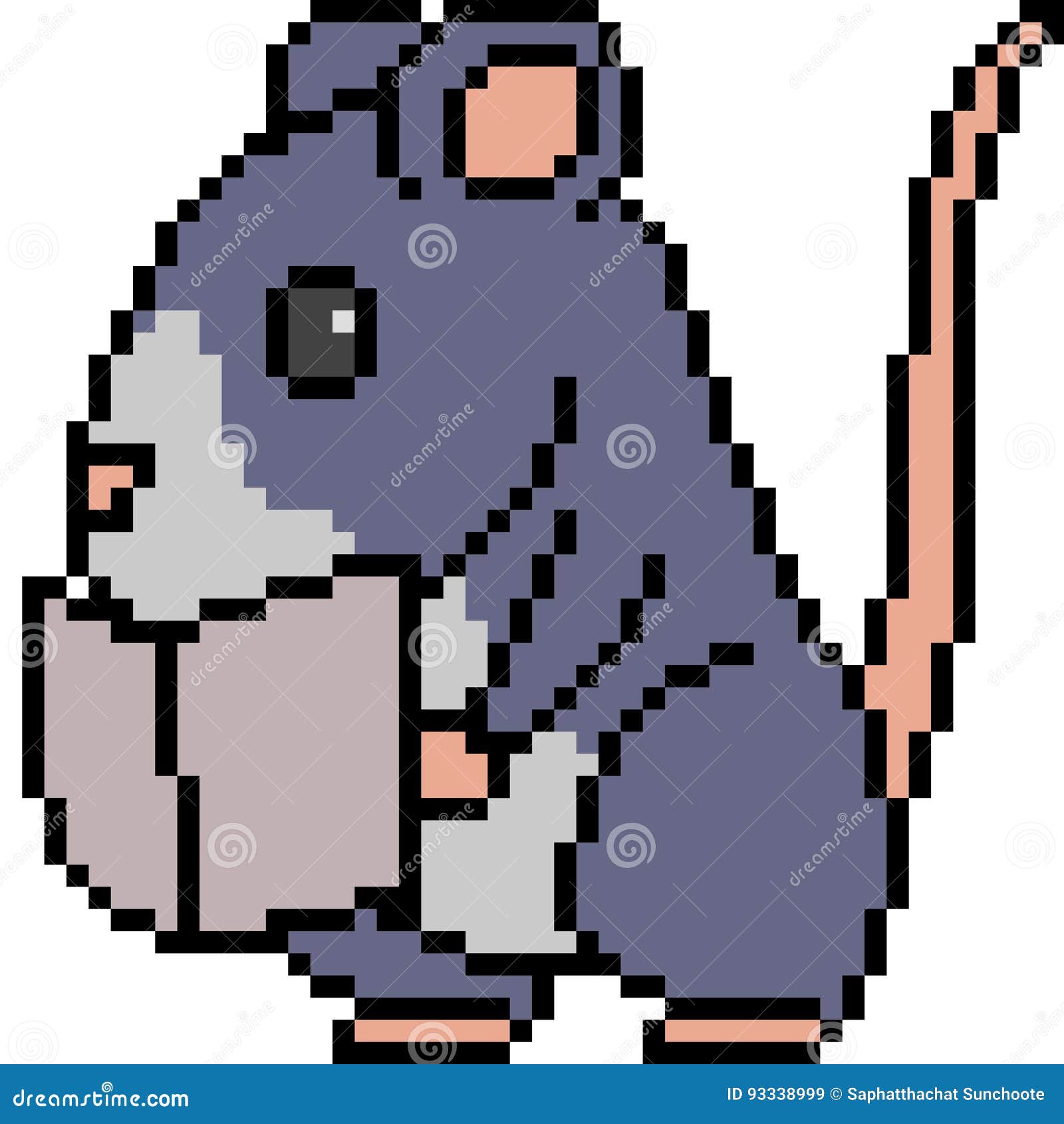 Vector pixel art rat stock vector. Illustration of graphic - 93338999