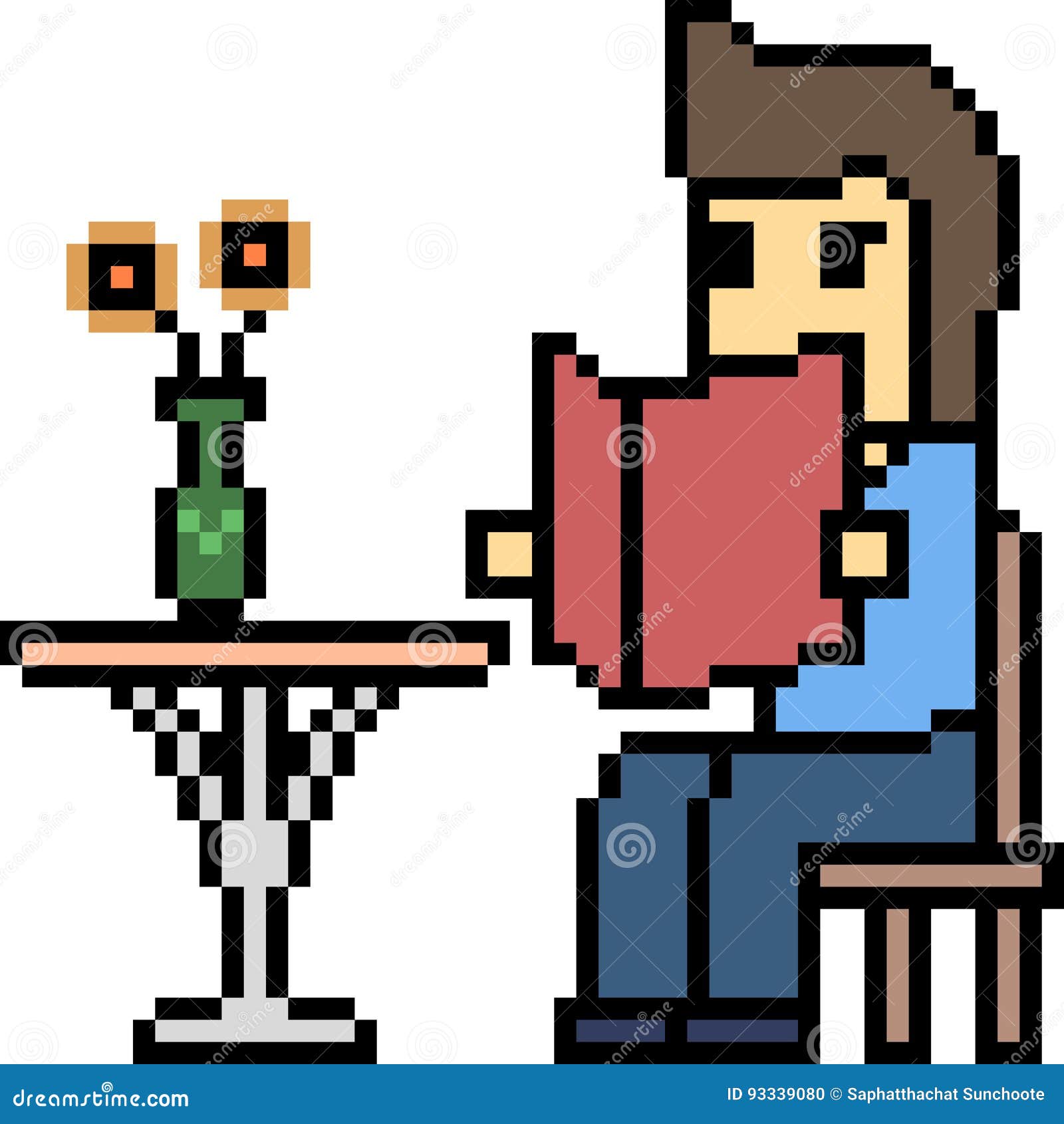 Vector pixel art read book stock vector. Illustration of design - 93339080