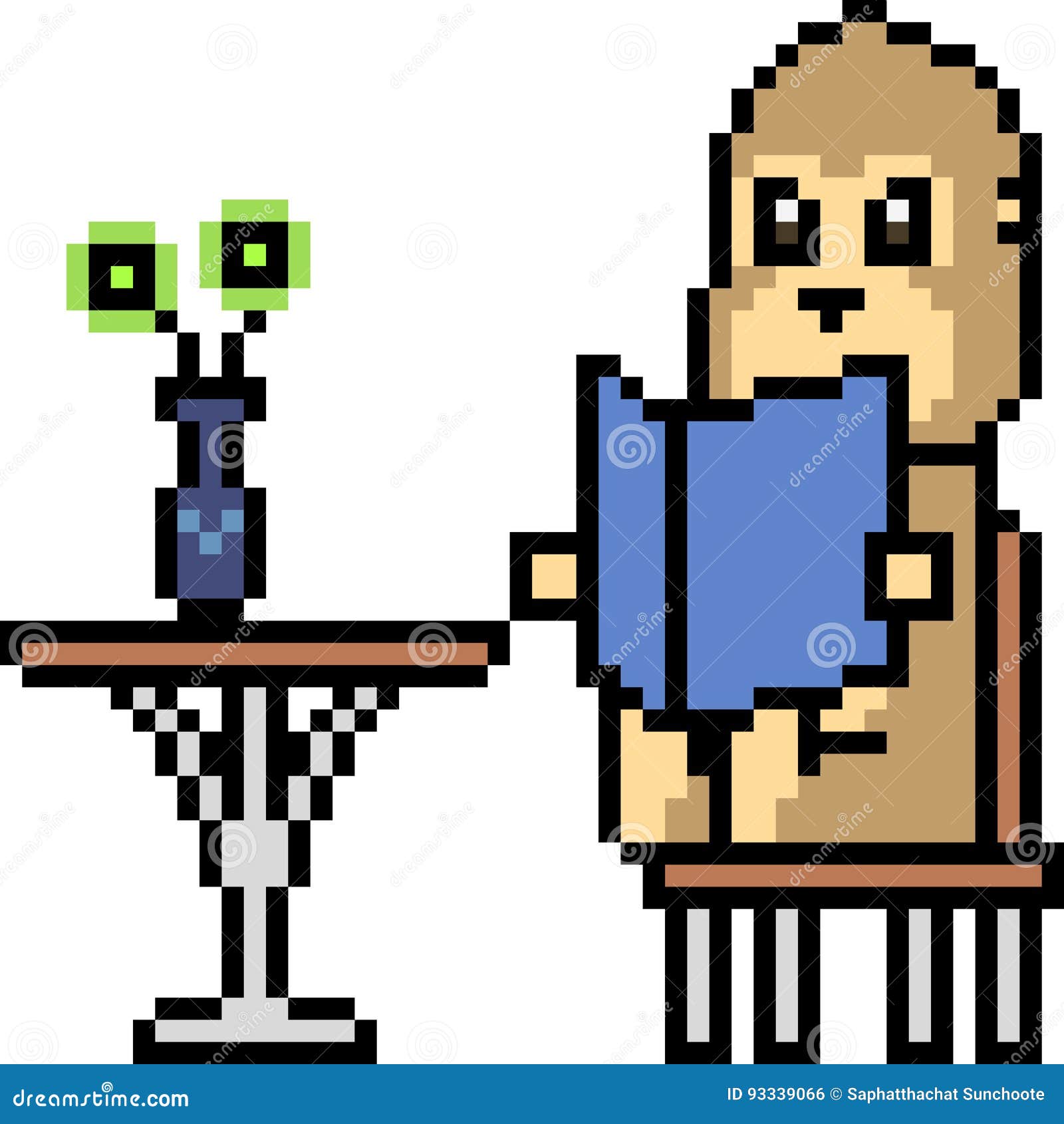 Vector pixel art read book stock vector. Illustration of flat - 93339066