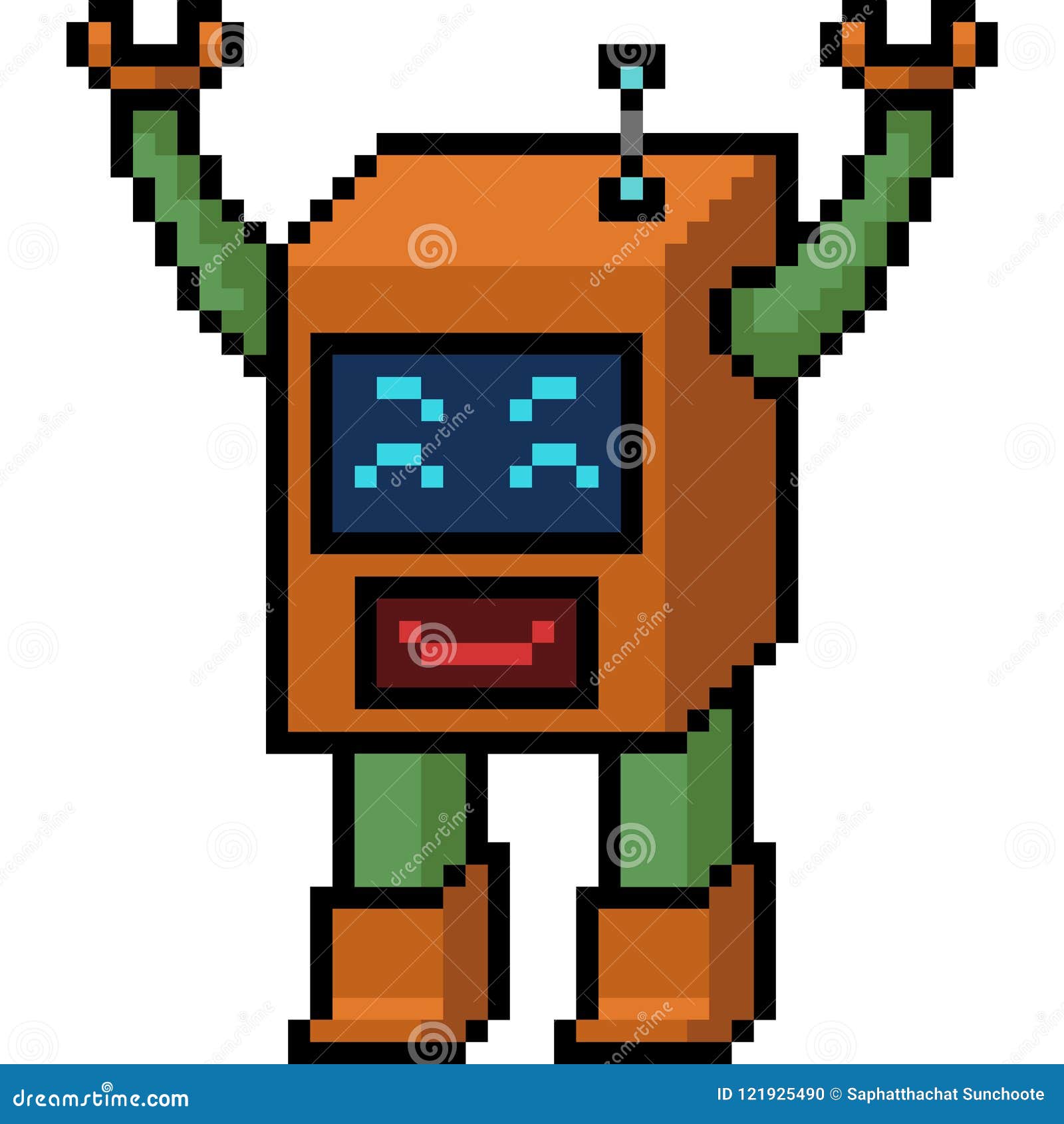 Vector Pixel Art Rectangle Robot Stock Vector - Illustration of happy ...