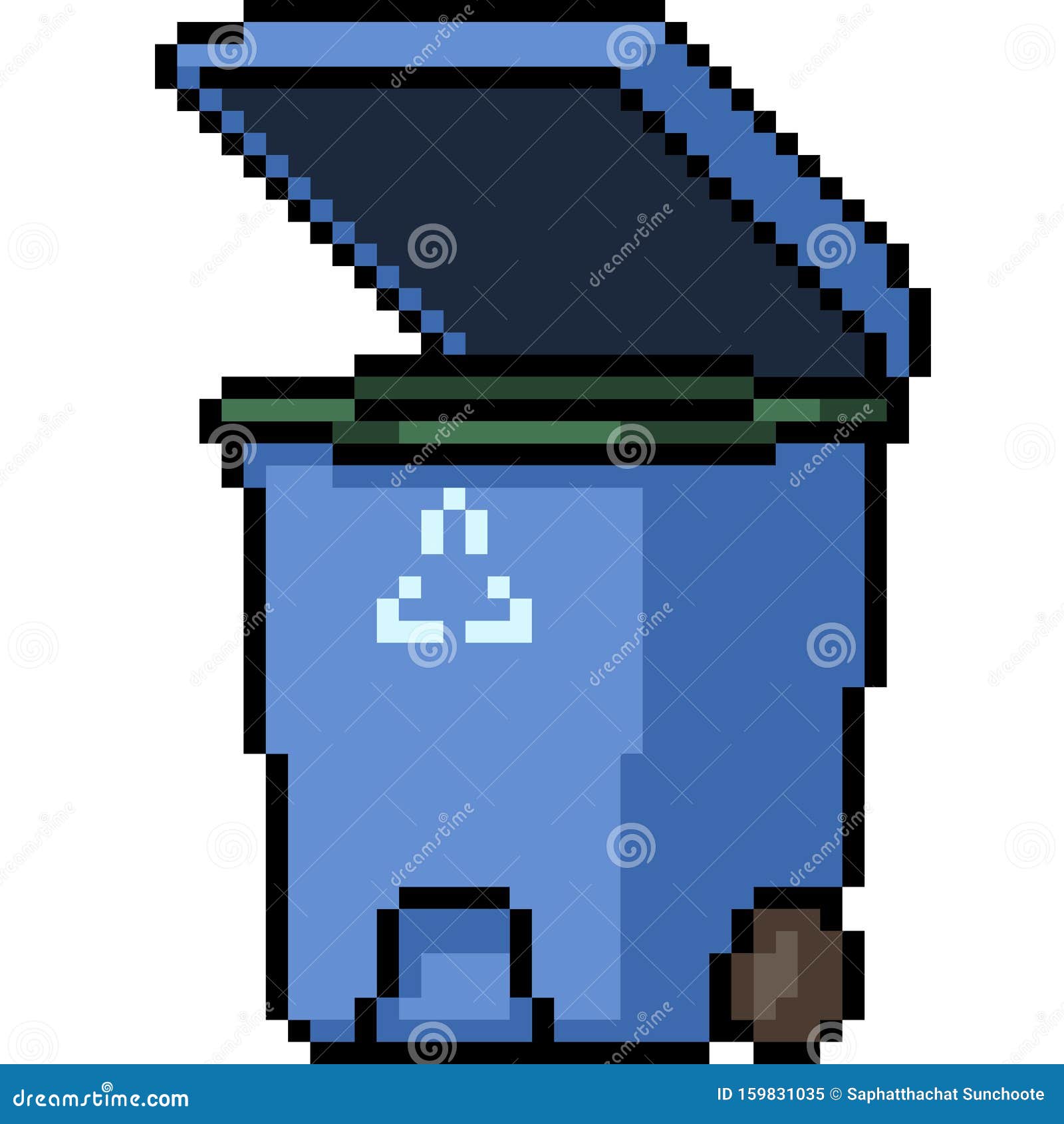 Vector Pixel Art Recycle Bin Stock Vector - Illustration of white ...